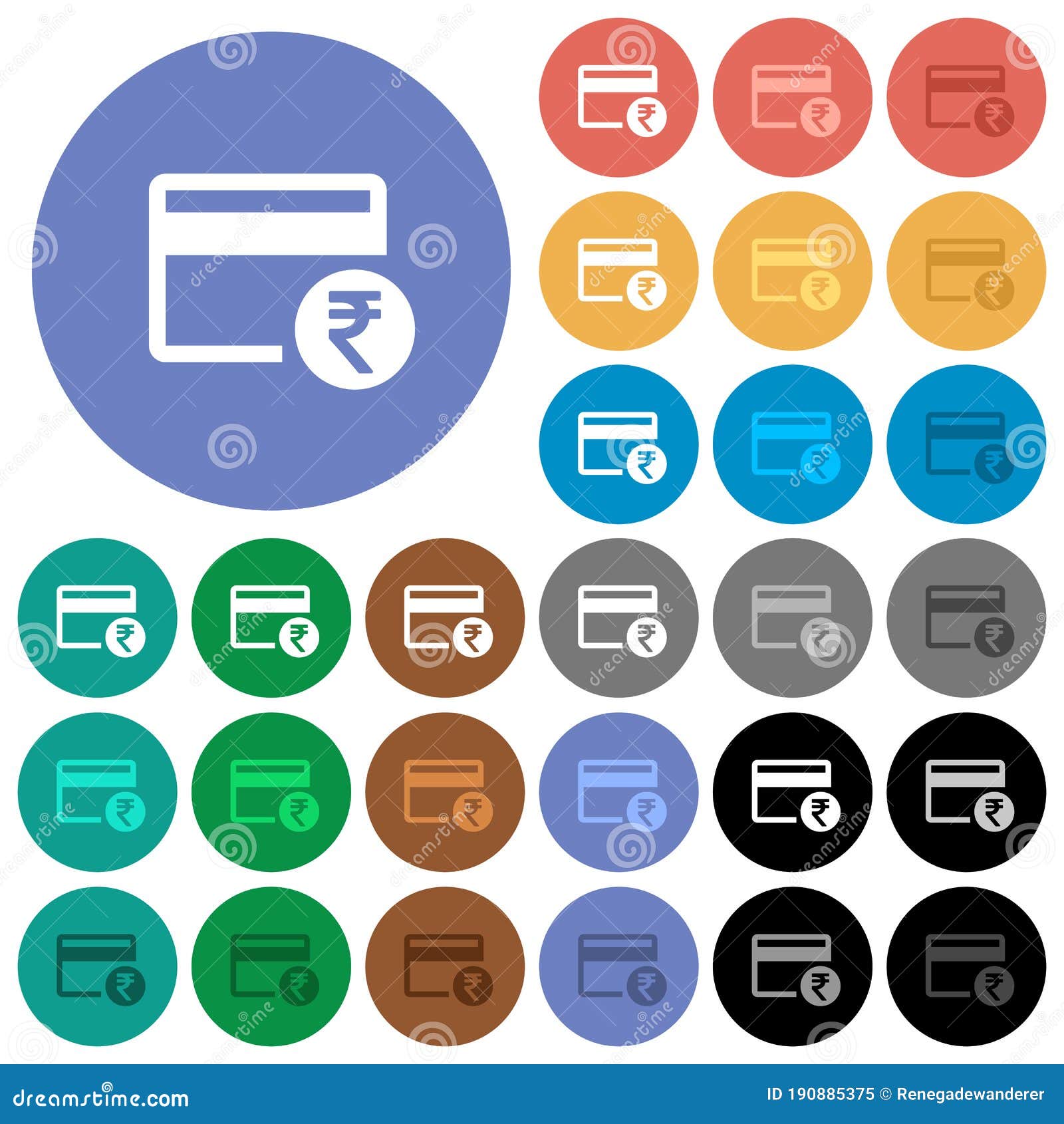 Rupee Credit Card Round Flat Multi Colored Icons Stock Vector ...