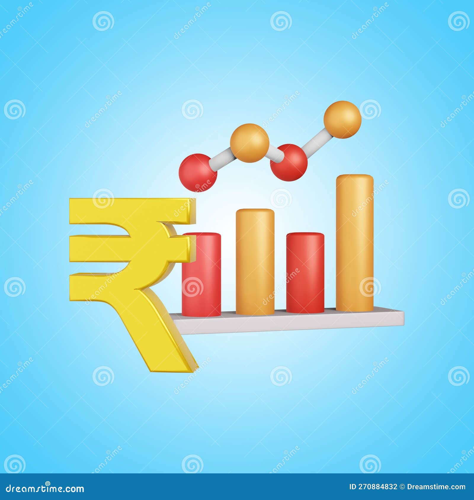 Rupee Currency Chart Arrow Up 3d Render Icon Illustration Stock ...
