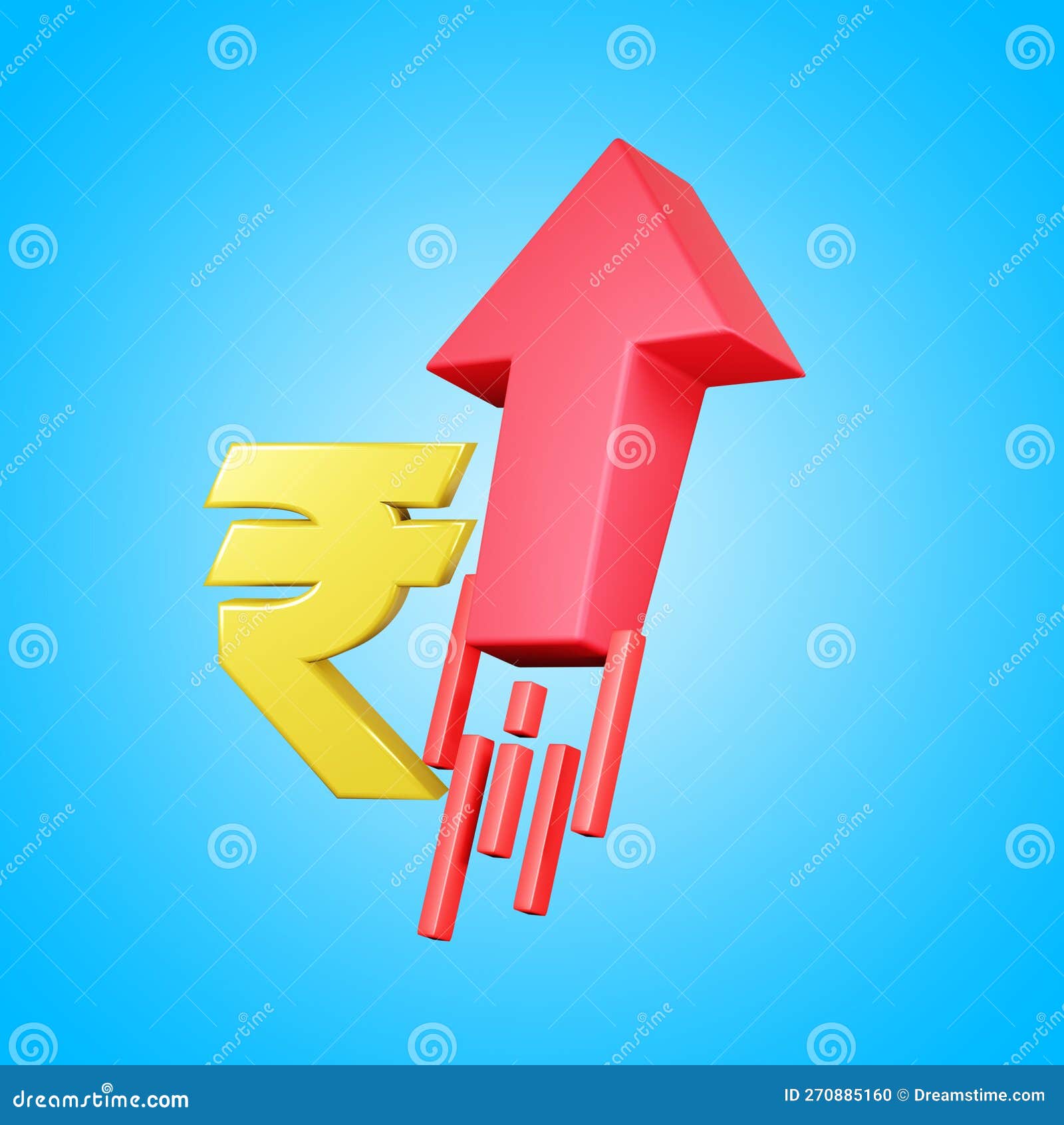 Rupee Currency Chart Arrow Up 3d Render Icon Illustration Stock ...