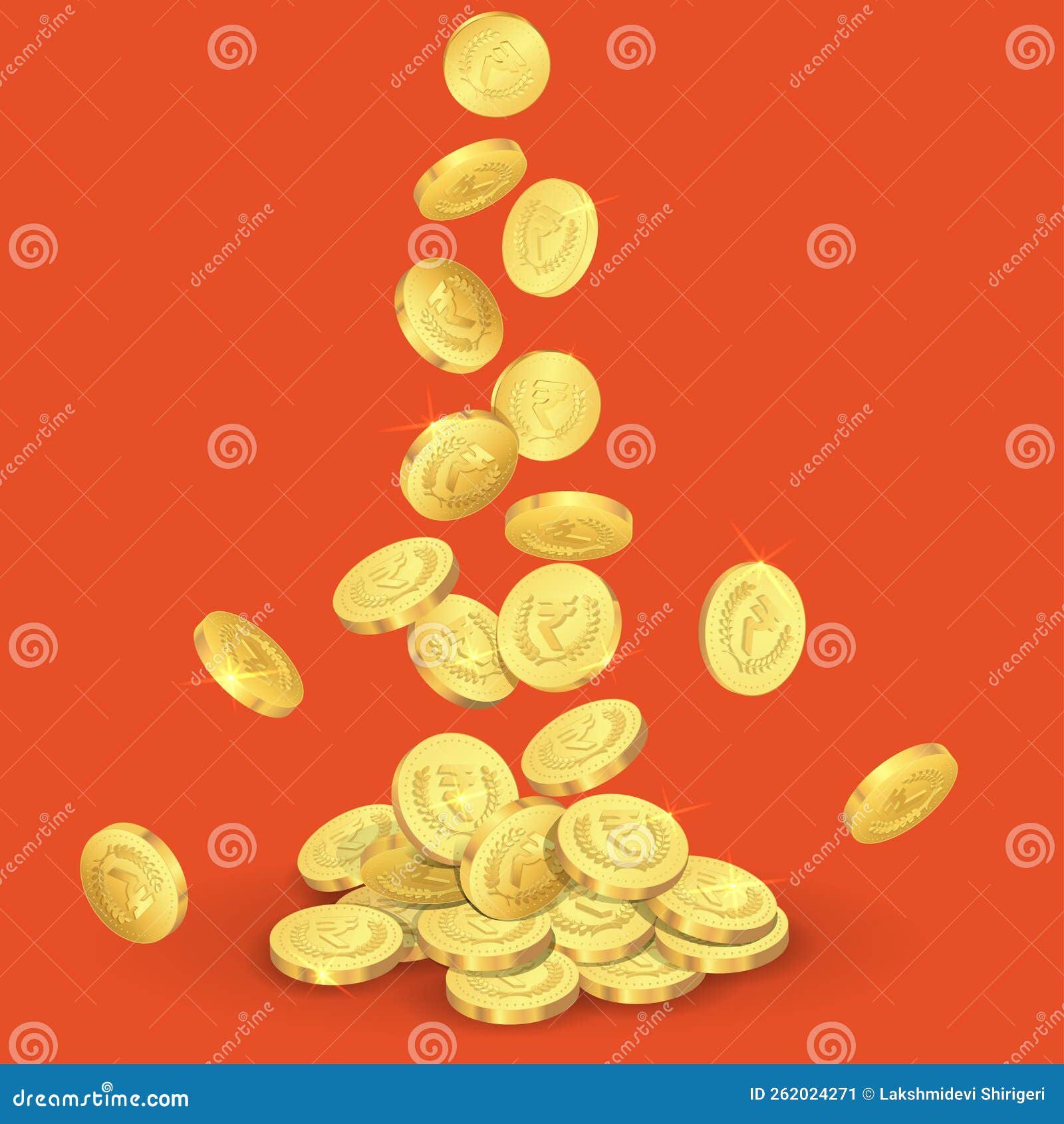 India Currency Rupee Symbol on Gold Coin. Stock Illustration ...