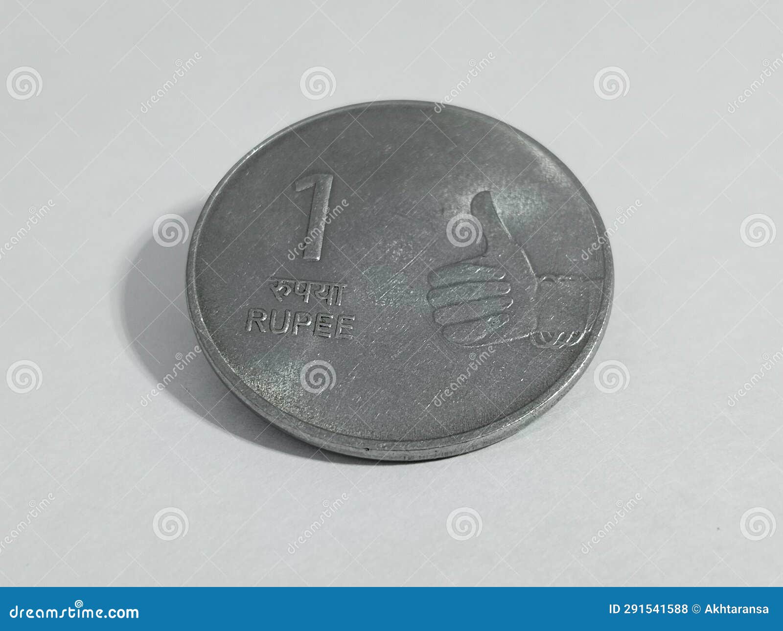 1 Rupee Indian Coin Isolated on White Background Stock Photo - Image of ...