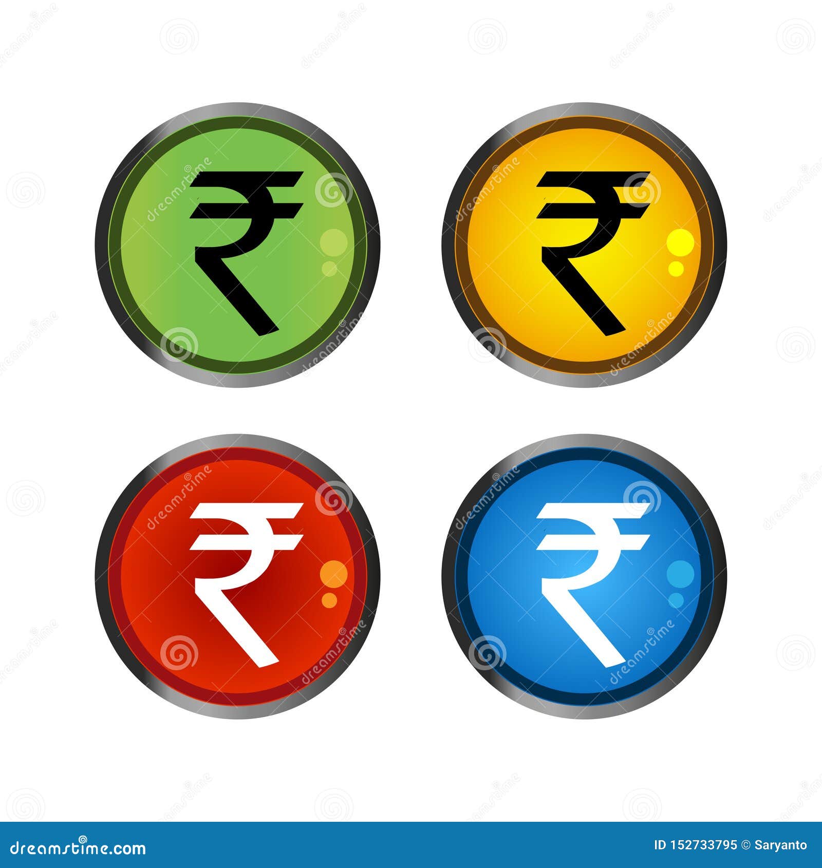 Rupee Button, Colorful Icons, Set Icon. Vector Stock Vector ...