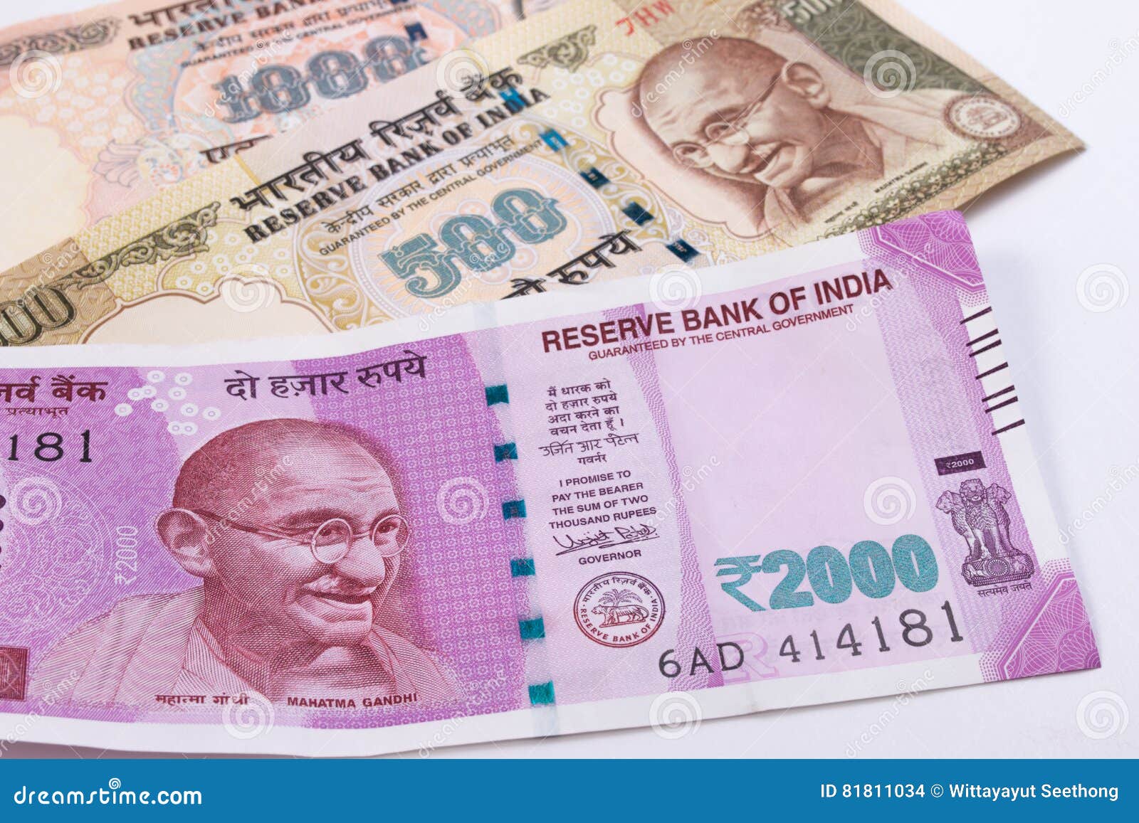 2000 Rupee New Indian Currency Over 500 Rupee and 1000 Rupee. Stock ...