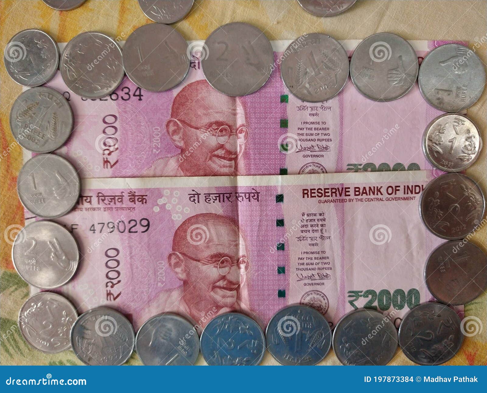 2000 Rupee Note and Coins of Indian Currency Stock Photo - Image of ...