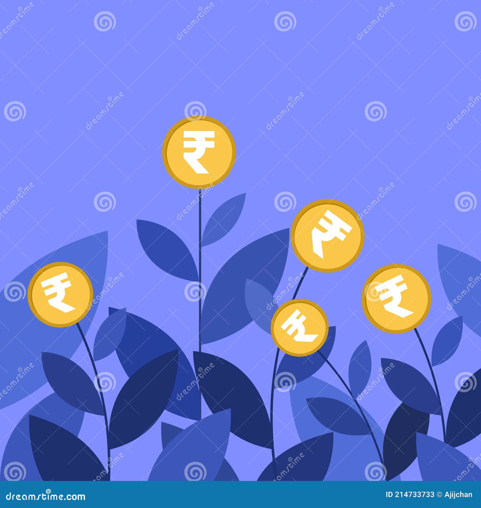 Plants Flowered with Rupee Coins Stock Vector - Illustration of coins ...