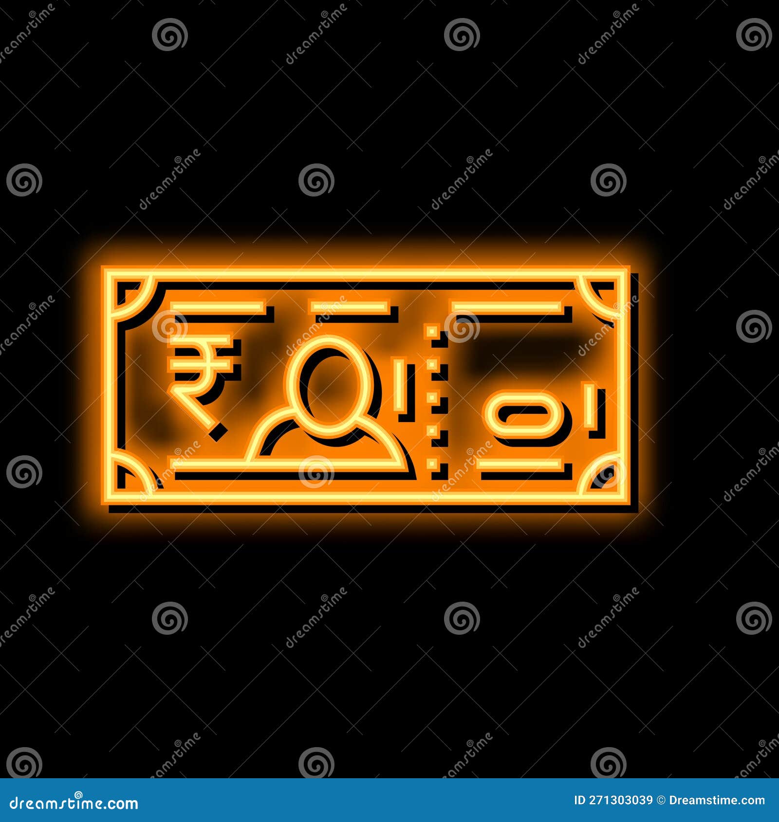 Rupee Rs Neon Glow Icon Illustration Stock Vector - Illustration of ...