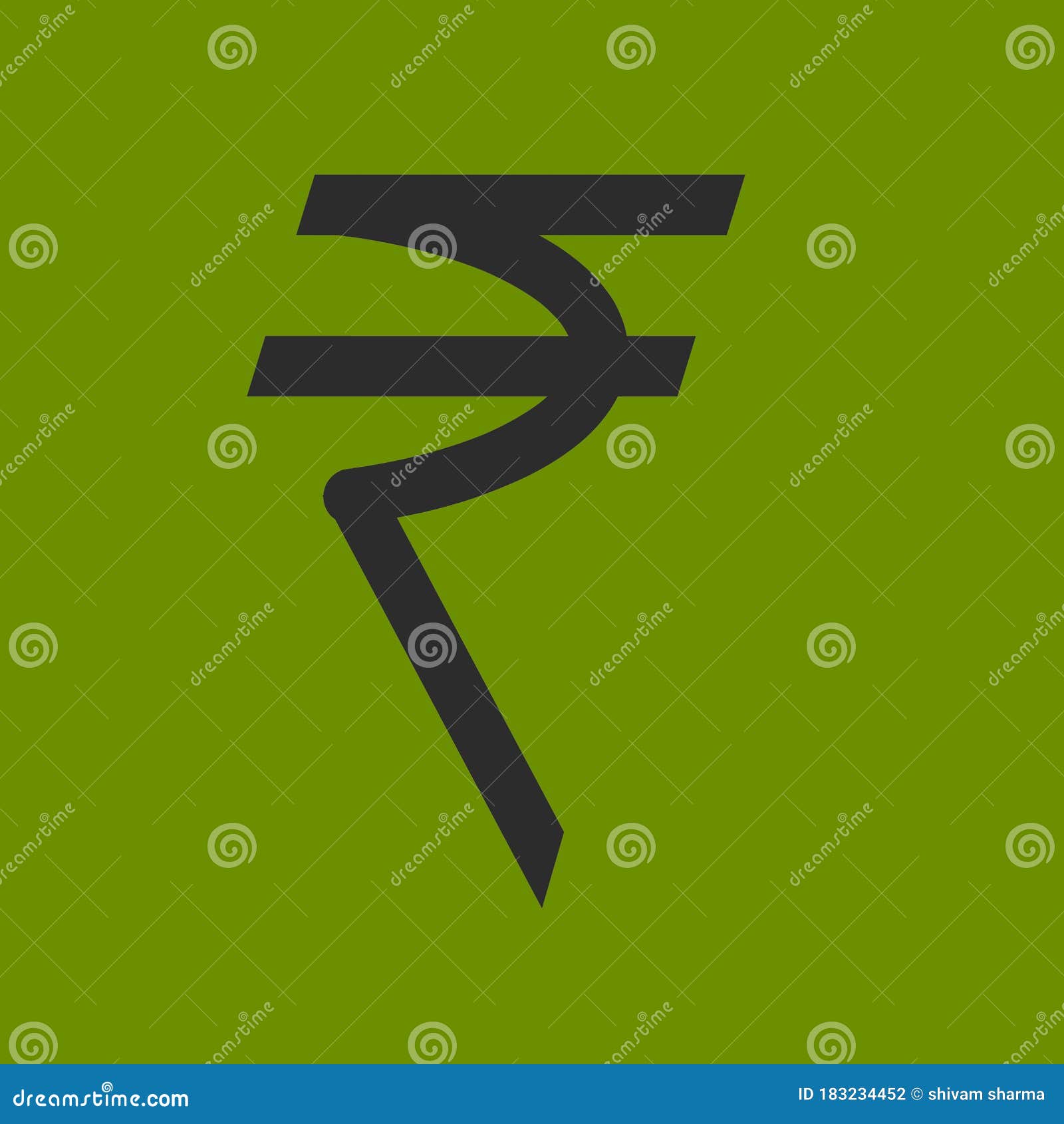 Rupee Sign in Black Color with Green Background Stock Illustration ...