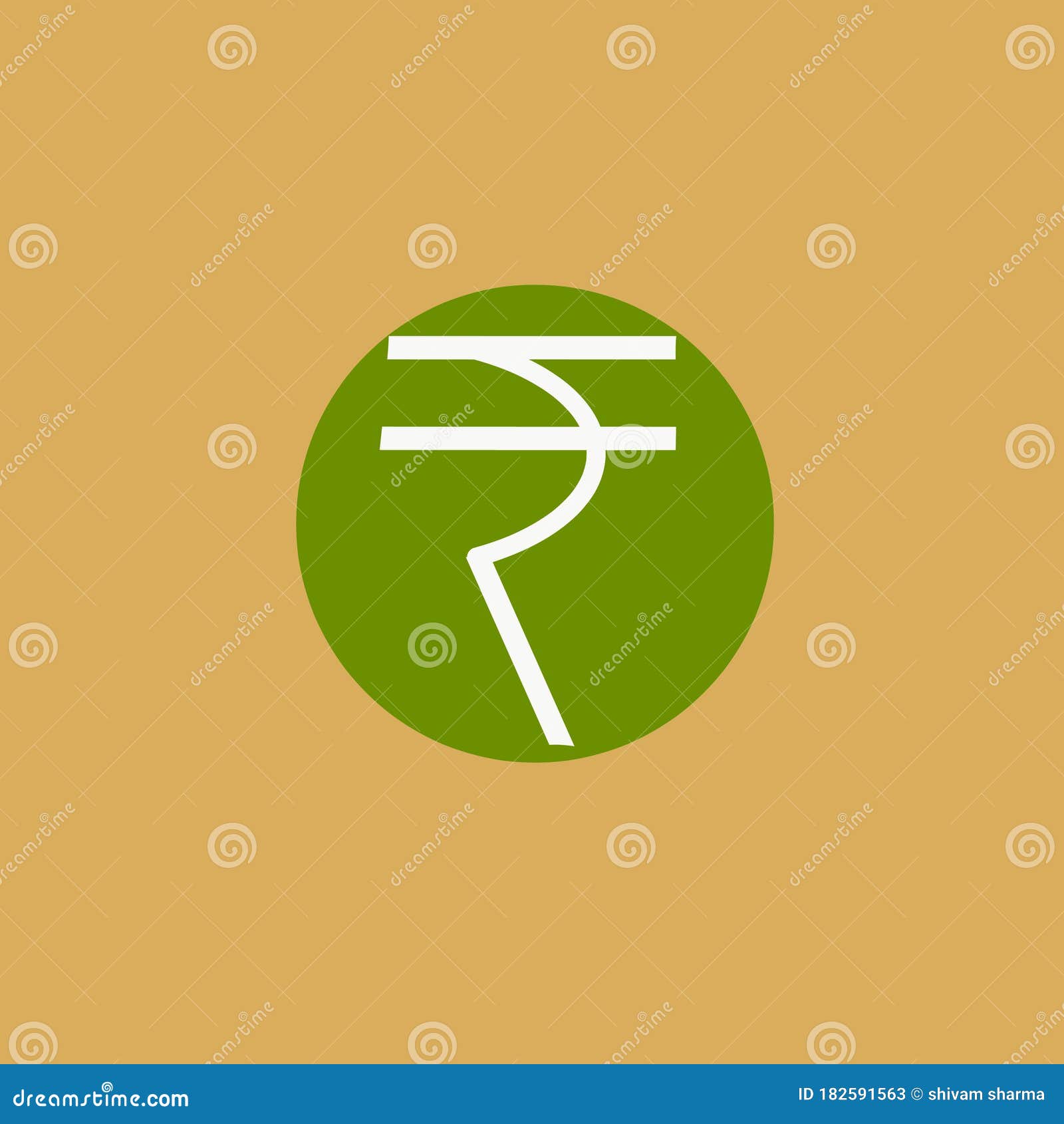 Rupee Sign in White Color and Green Circle Stock Illustration ...