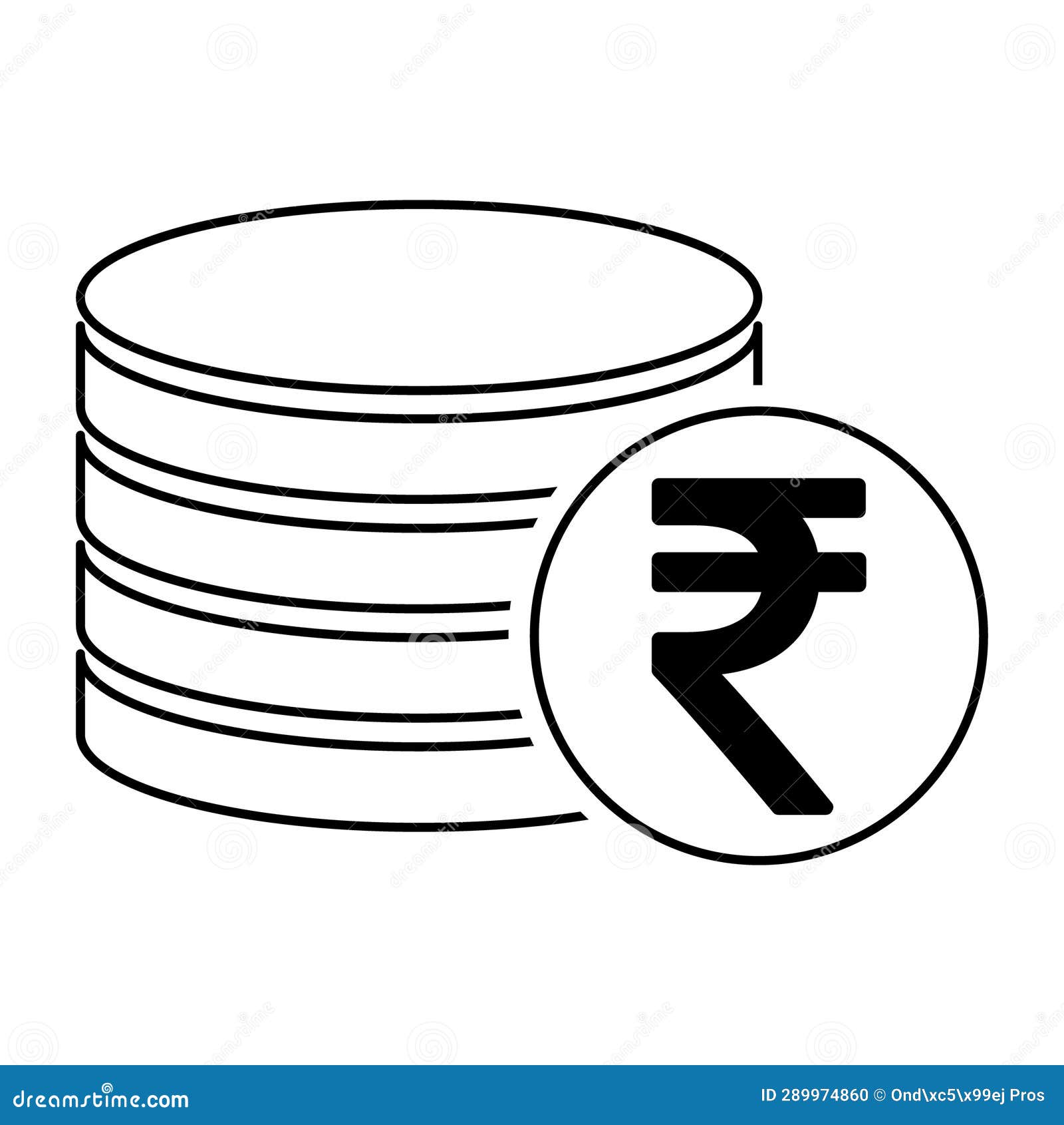 Rupee Stack Coin, Flat Icon Money Design, Cash Sign Vector Illustration ...