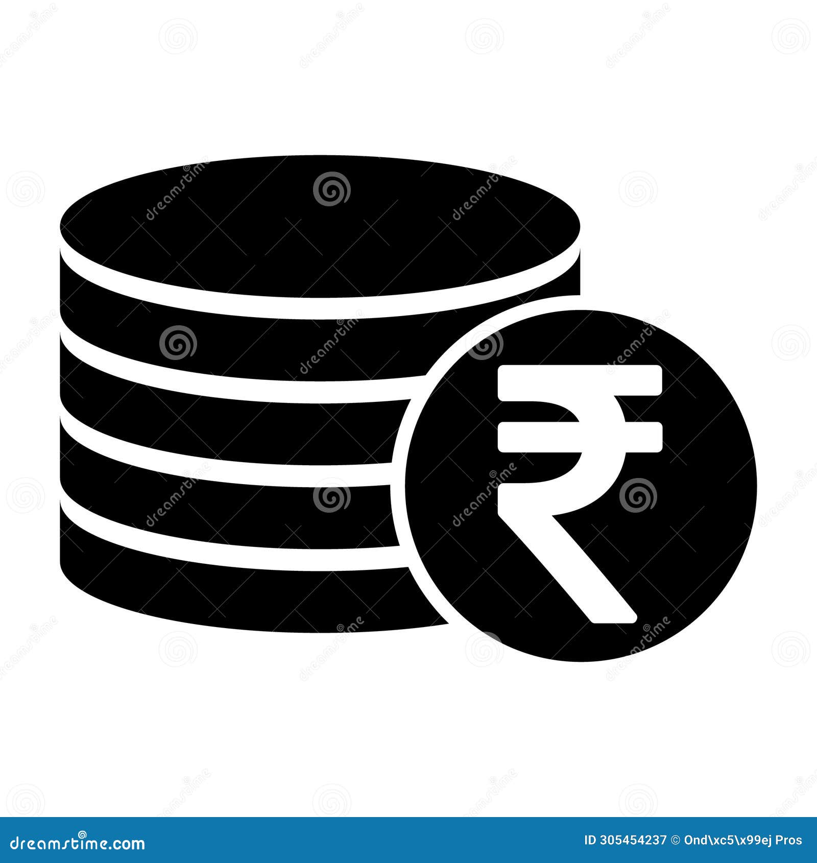 Rupee Stack Coin, Flat Icon Money Design, Cash Sign Vector Illustration ...