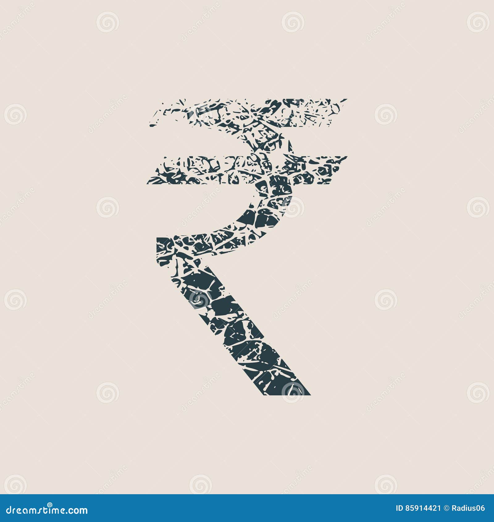 Rupee Symbol. Grunge Style Icon. Stock Vector - Illustration of broken ...