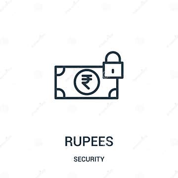 Rupees Icon Vector from Security Collection. Thin Line Rupees Outline ...