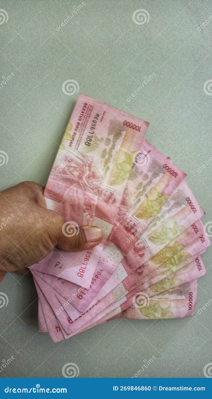 Rupiah Currency, 100.000 Rupiahs, Background Grey Colour Stock Photo ...