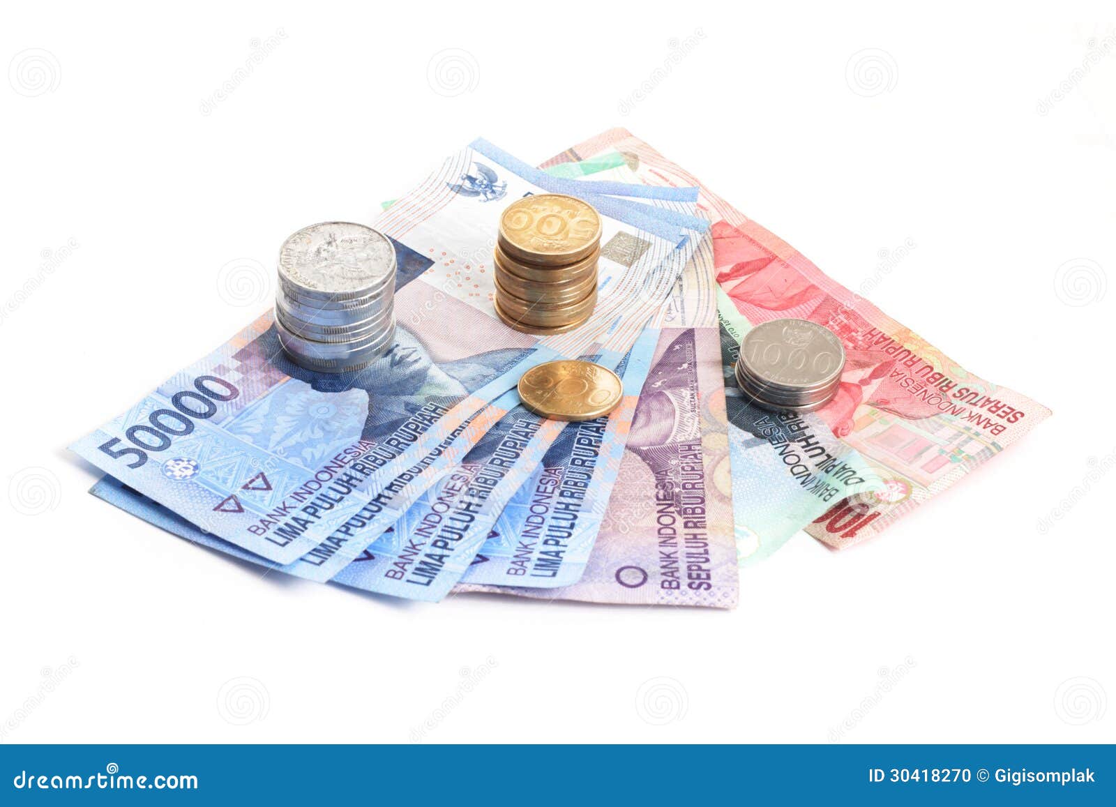 Indonesian Money All Nominal Cash And Coin Isolated White Background ...