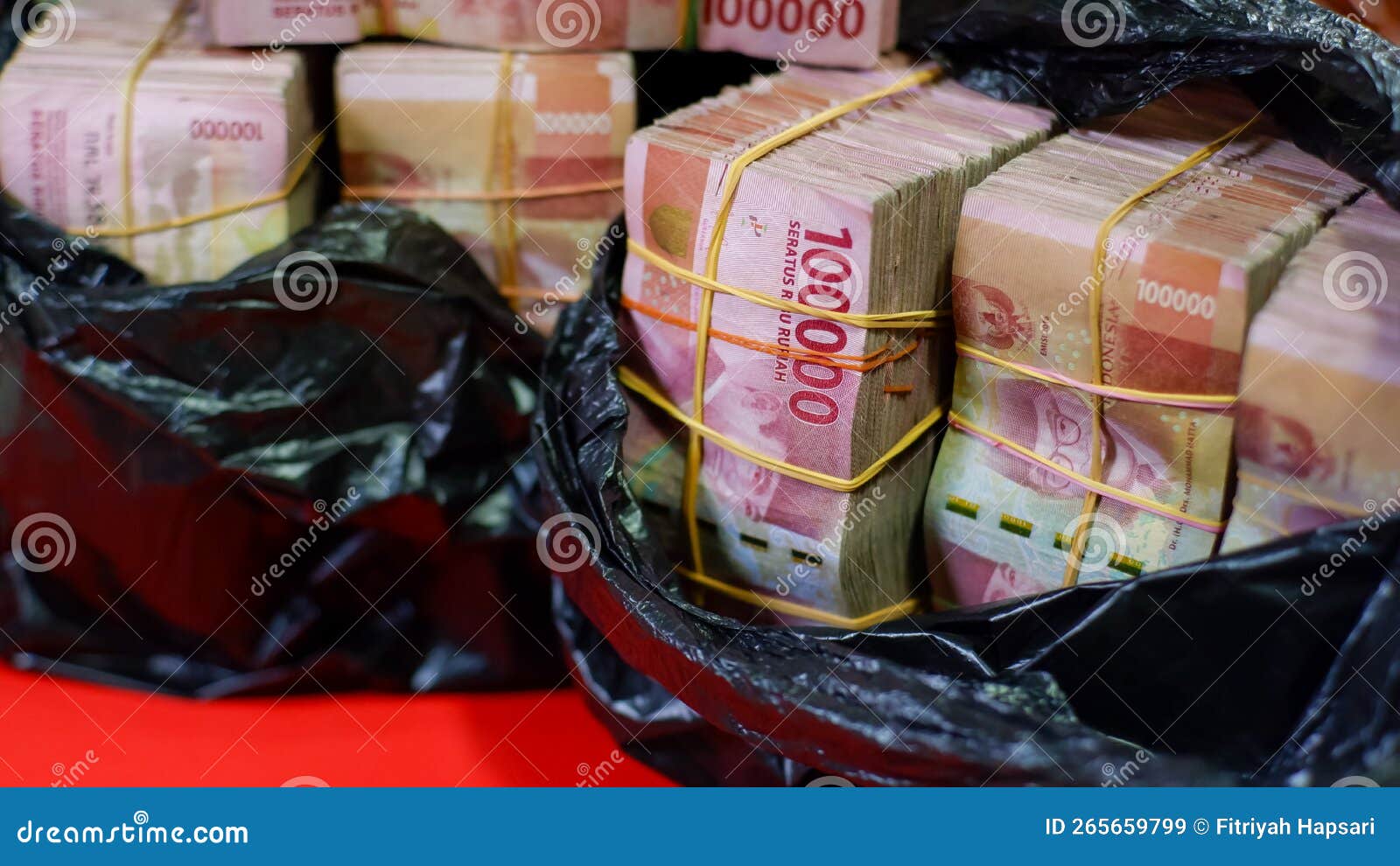 Rupiah paper stack stock image. Image of banknote, band - 265659799