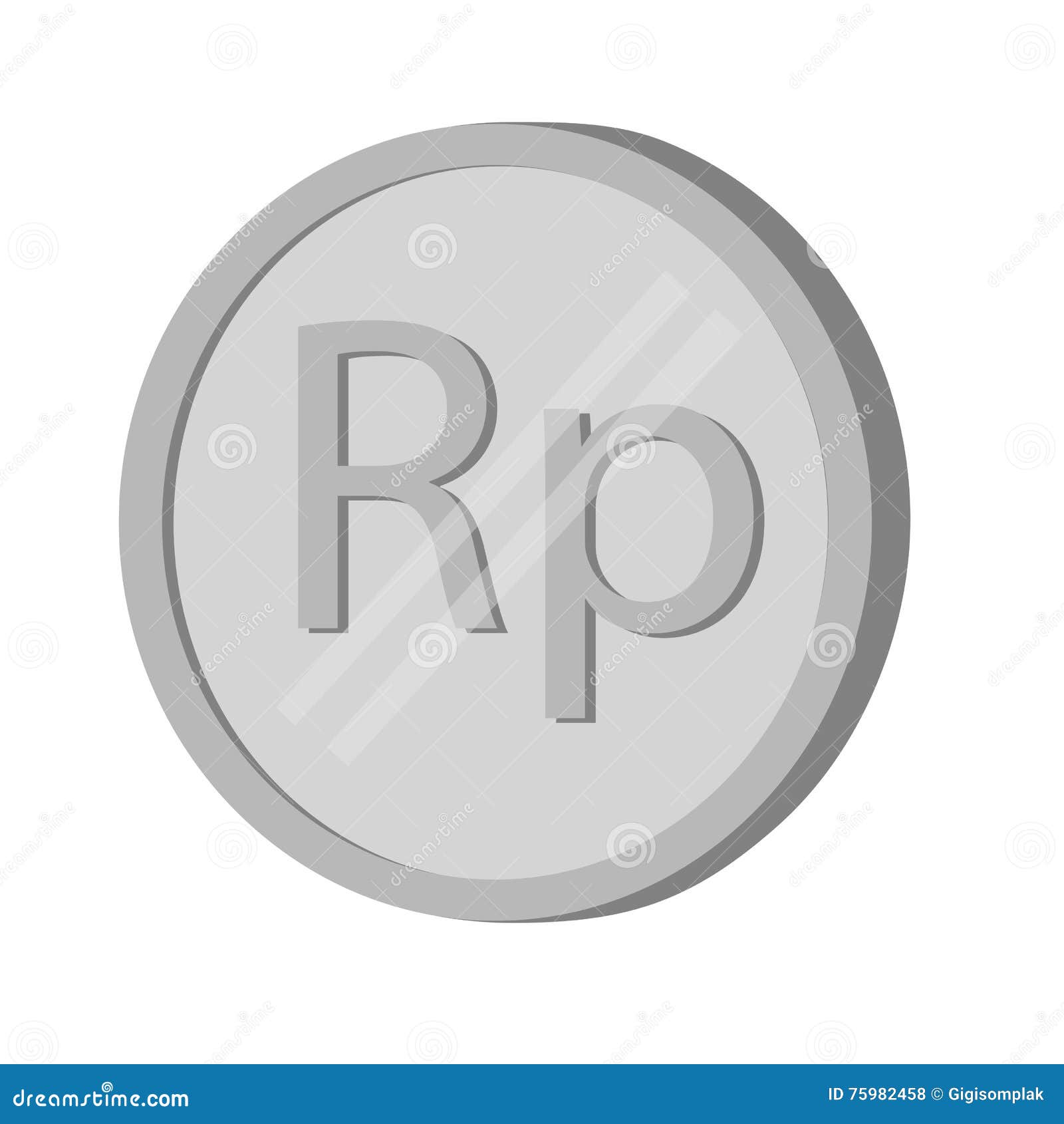 Rupiah Silver Coin Isolated on White Stock Vector - Illustration of ...