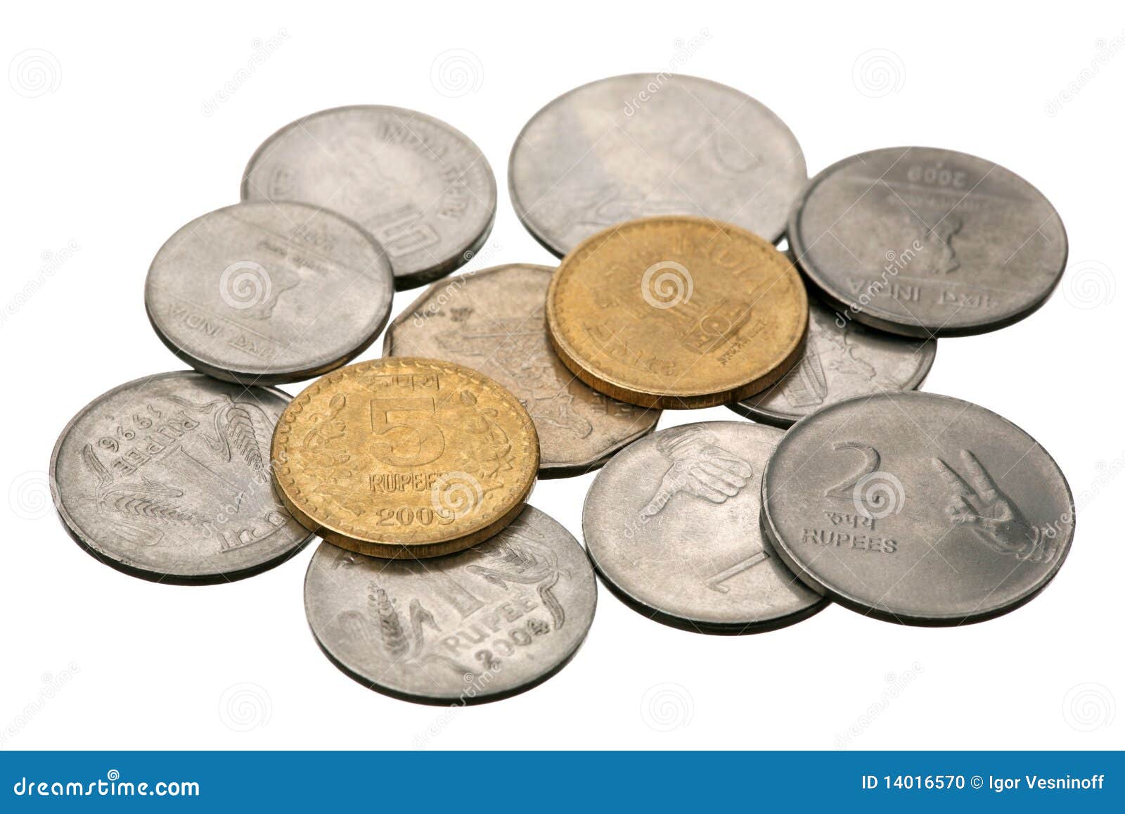 Rupie indiane fotografia stock. Immagine di dieci, metallo - 14016570