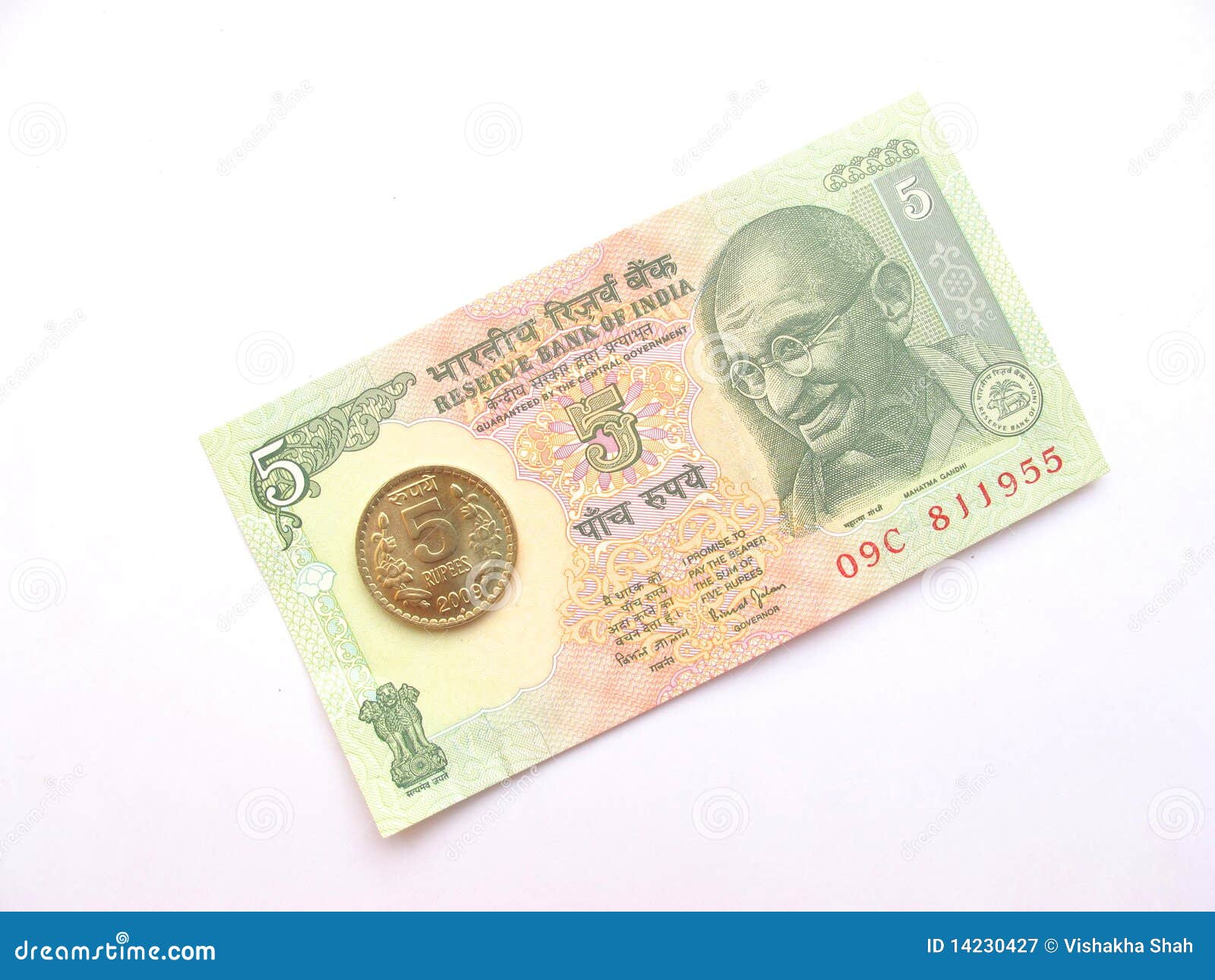 Rupie Indiane Di Valuta-Cinque Immagine Stock - Immagine di contanti ...