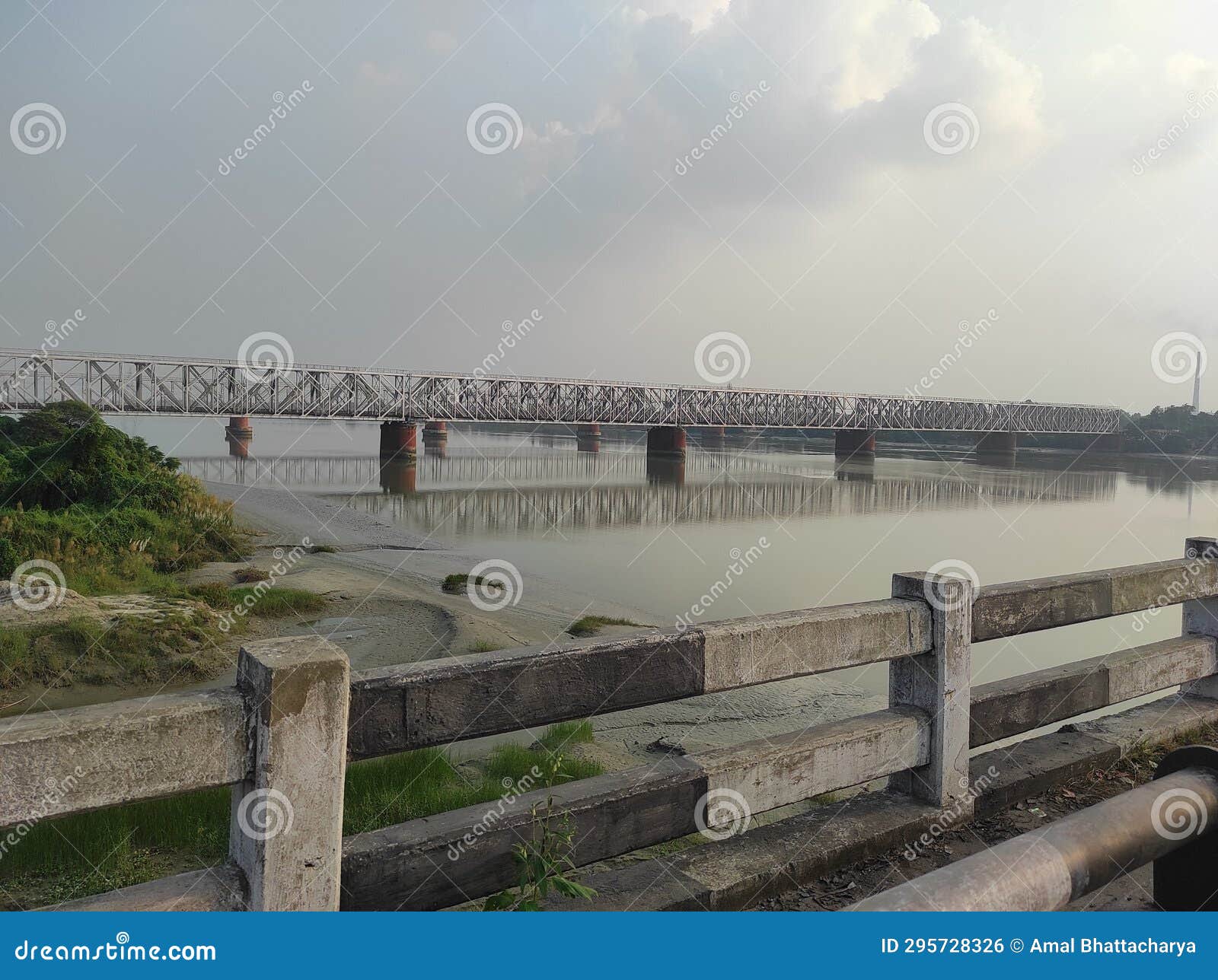 Rupnarayan River and Railway Bridge Side Stock Photo - Image of railway ...