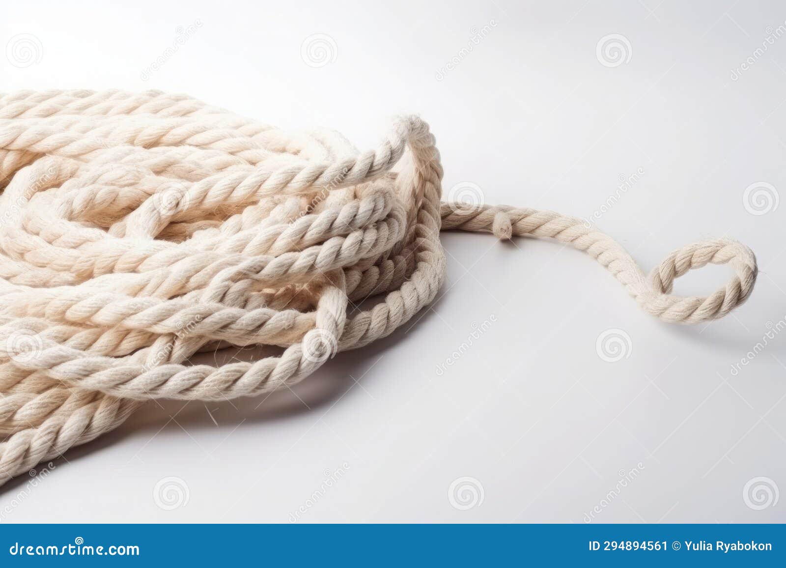 Rupture of Cotton Rope Stack on White Background. Generate Ai Stock ...