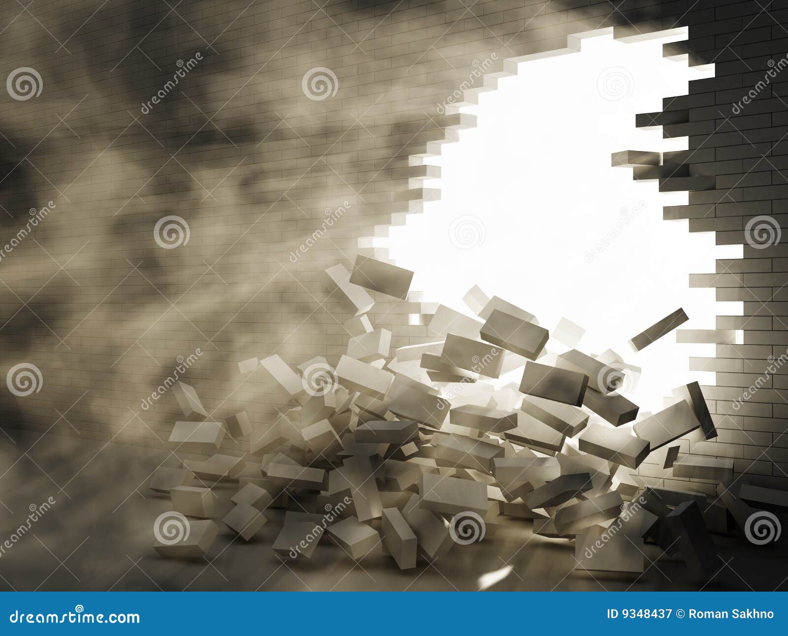 Rupture de mur illustration stock. Illustration du éclat - 9348437