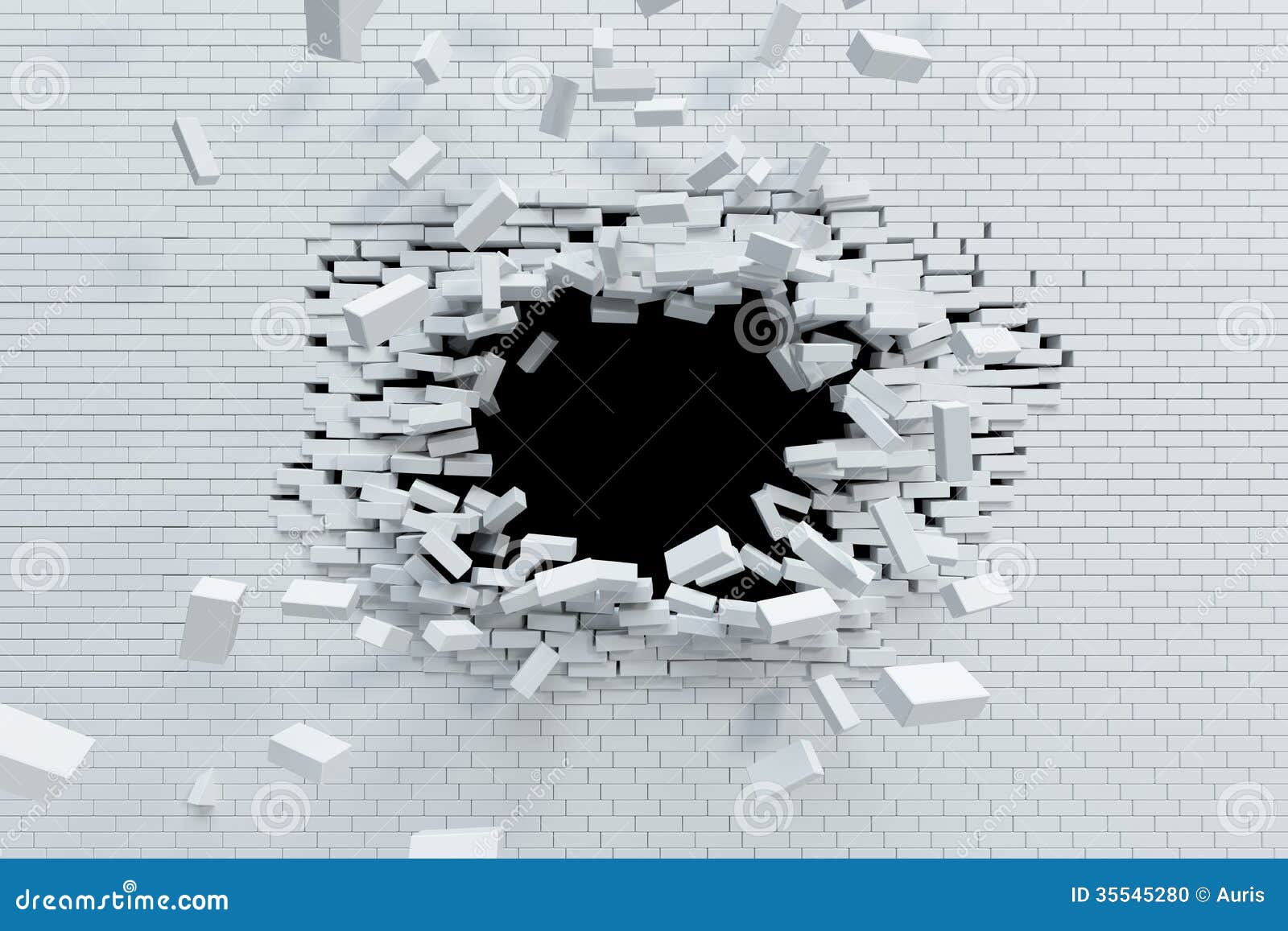 Rupture du mur de briques illustration stock. Illustration du obliger ...