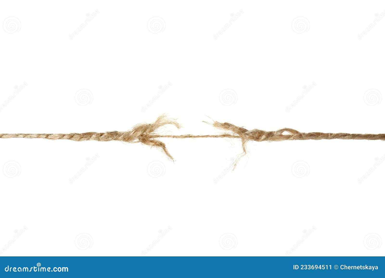 Rupture of Hemp Rope on White Background Stock Image - Image of rough ...