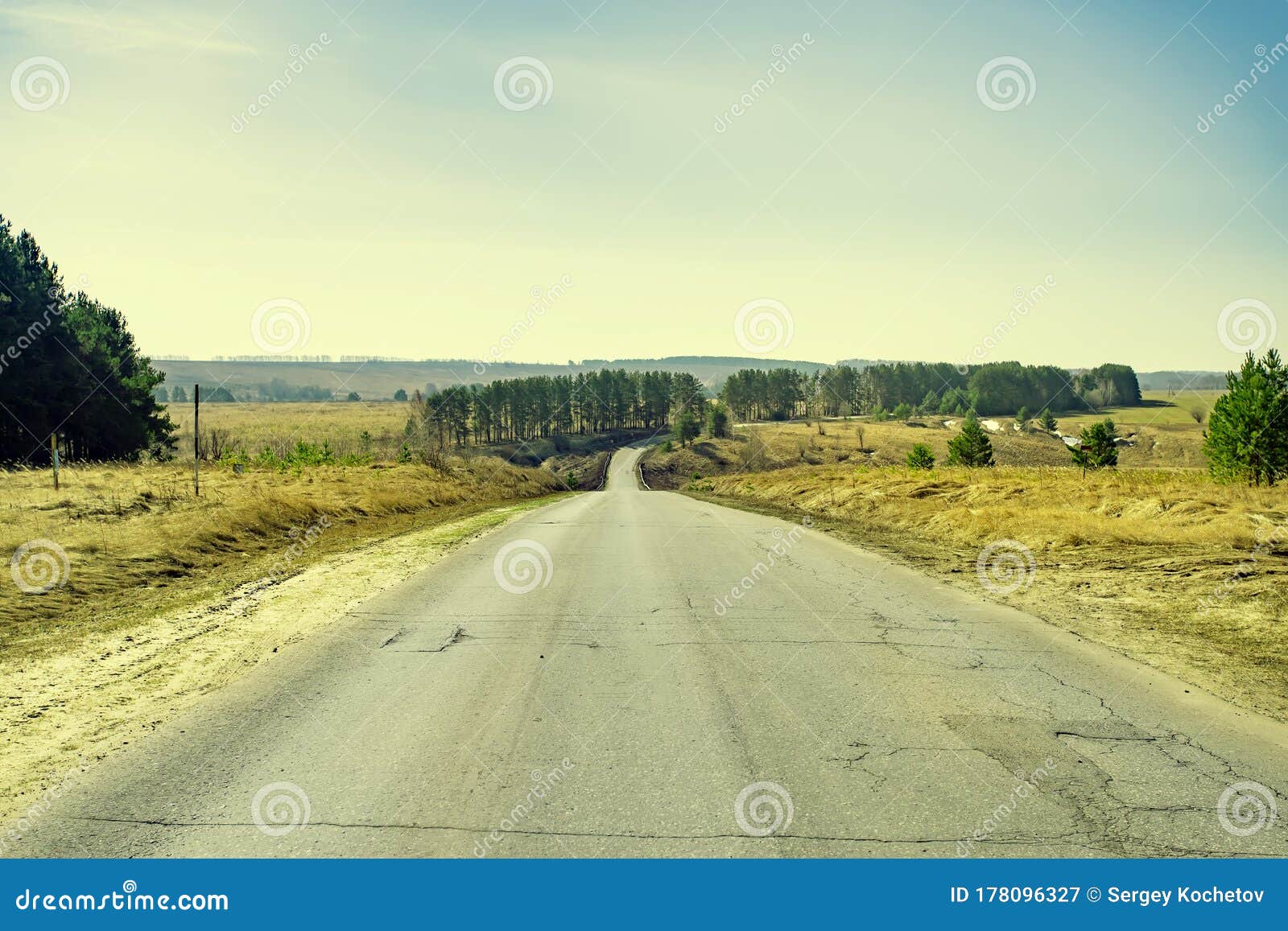 Rural Asphalt Road among the Fields in Russia Stock Image - Image of ...