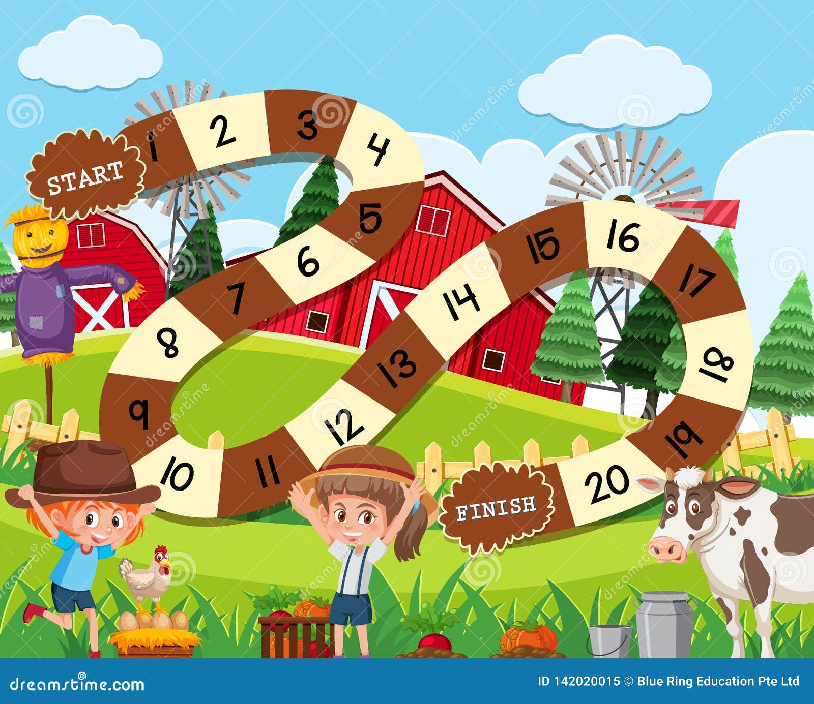 A Rural Board Game Template Stock Vector - Illustration of outdoor ...
