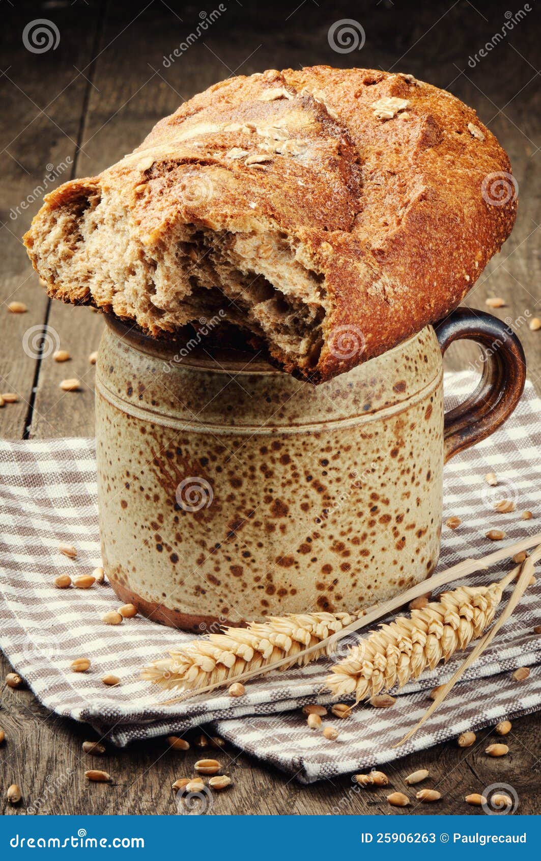 Rural Breakfast with Milk and Bread Stock Image - Image of organic ...