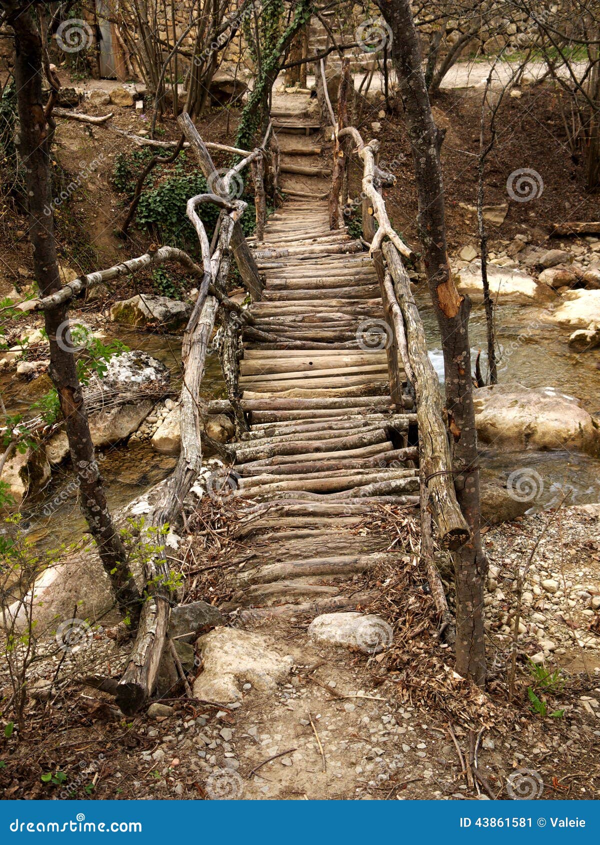 Rural bridge from logs stock image. Image of logs, connect - 43861581