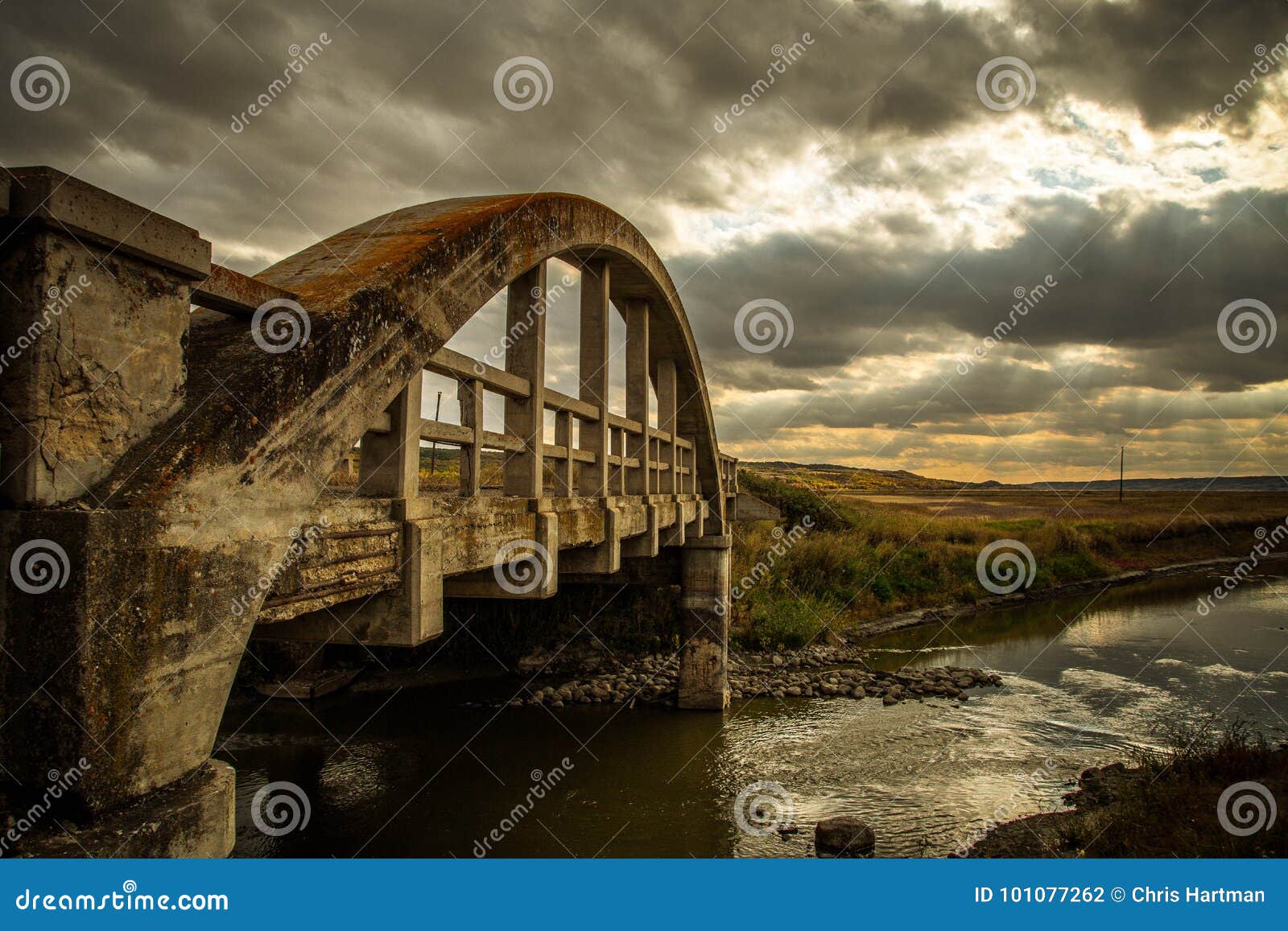 Rural Bridge on the Prairies Stock Photo - Image of leaves, landscape ...