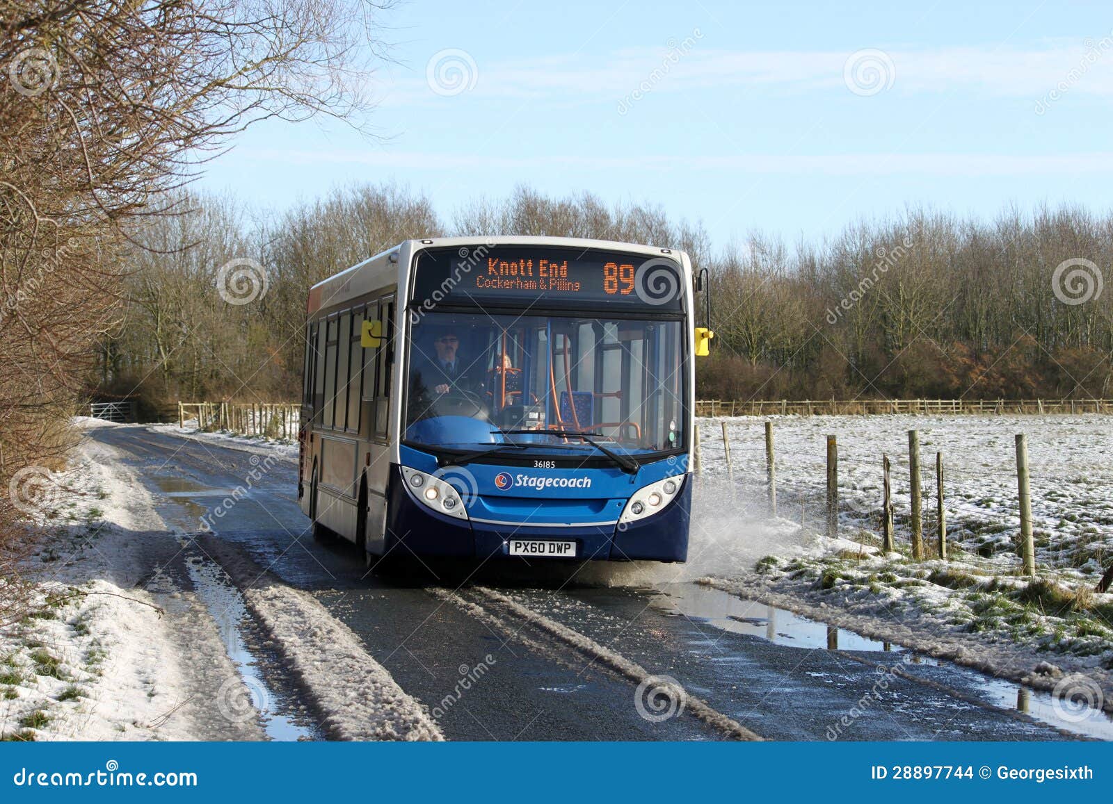 Rural Bus Service in Winter on Slippy Road. Editorial Stock Image ...