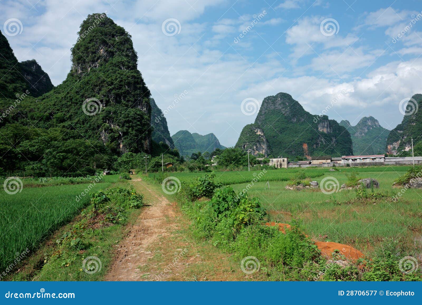 Rural China stock image. Image of cultivate, green, clouds - 28706577