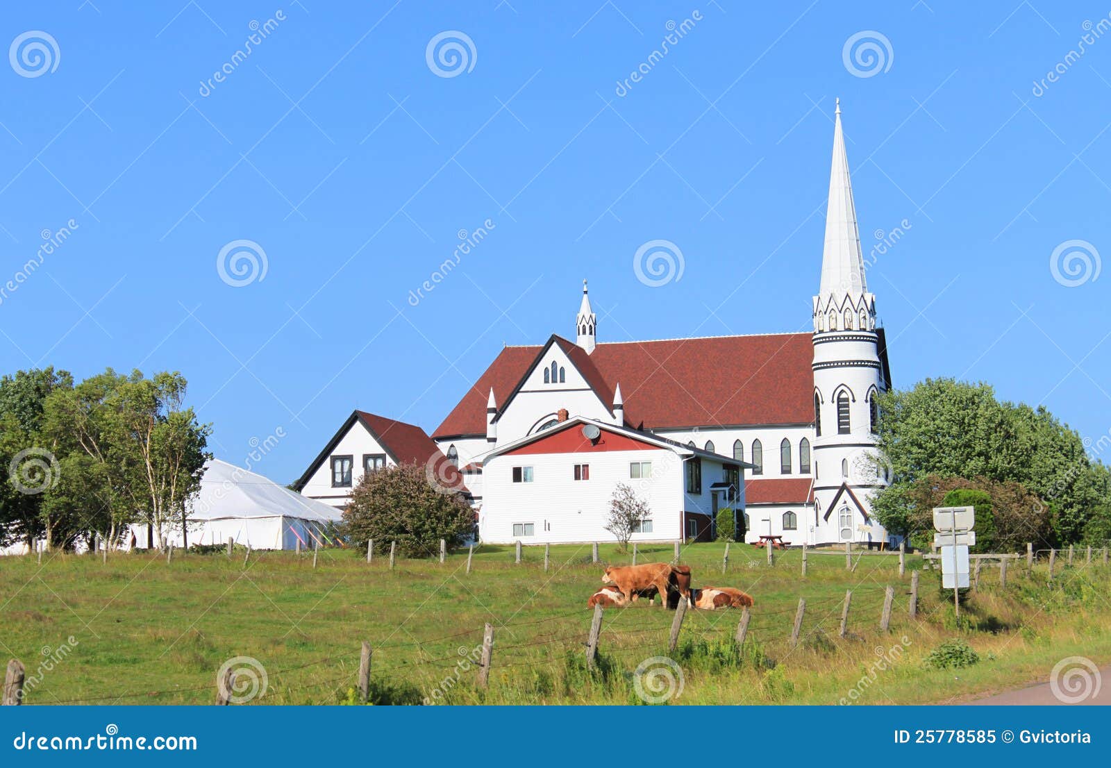 Rural church stock image. Image of building, blue, island - 25778585