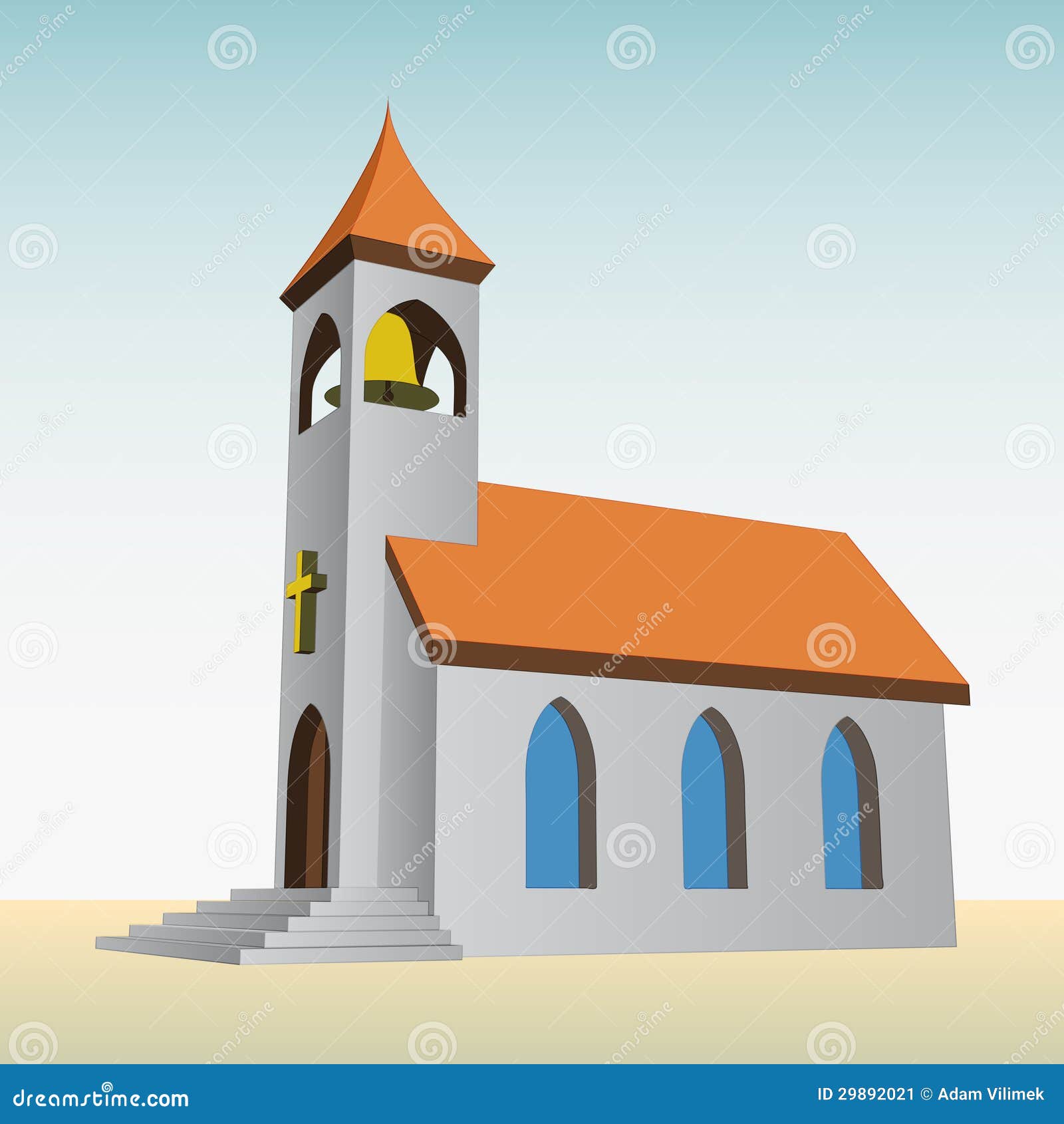 Rural Church On The Mountain Or Cliff. Rustic Monastery. Engraved Hand ...