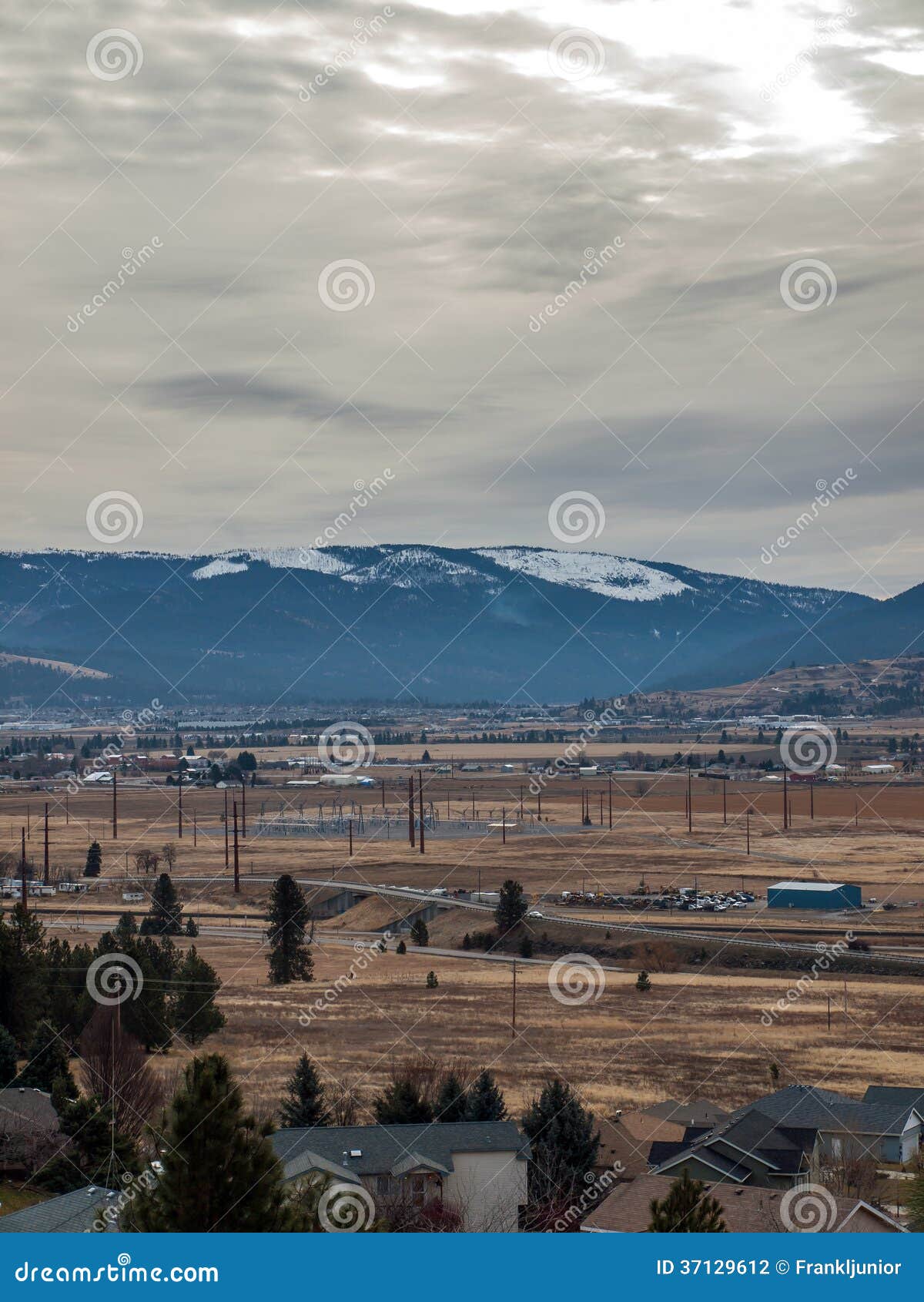 A Rural Community in a Wide Valley Stock Photo - Image of ranch, trees ...