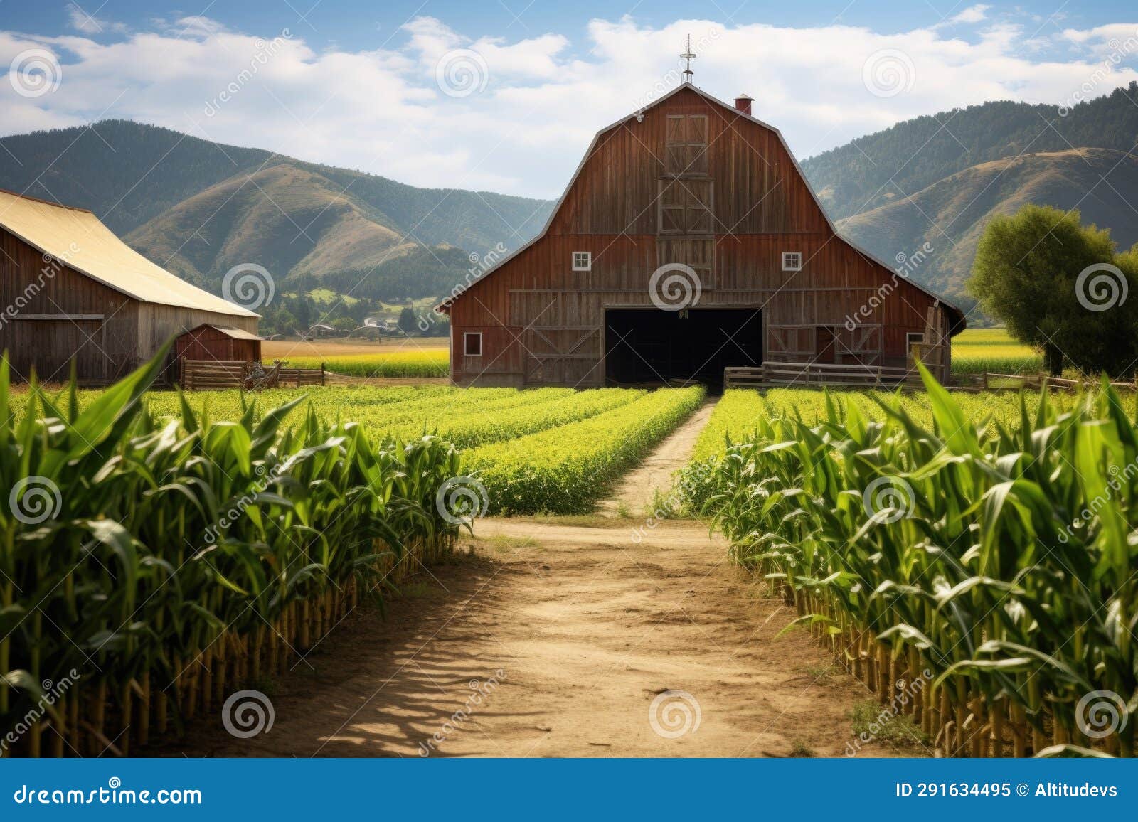 Rural Corn Maze with a Backdrop of a Barn Stock Image - Image of ...