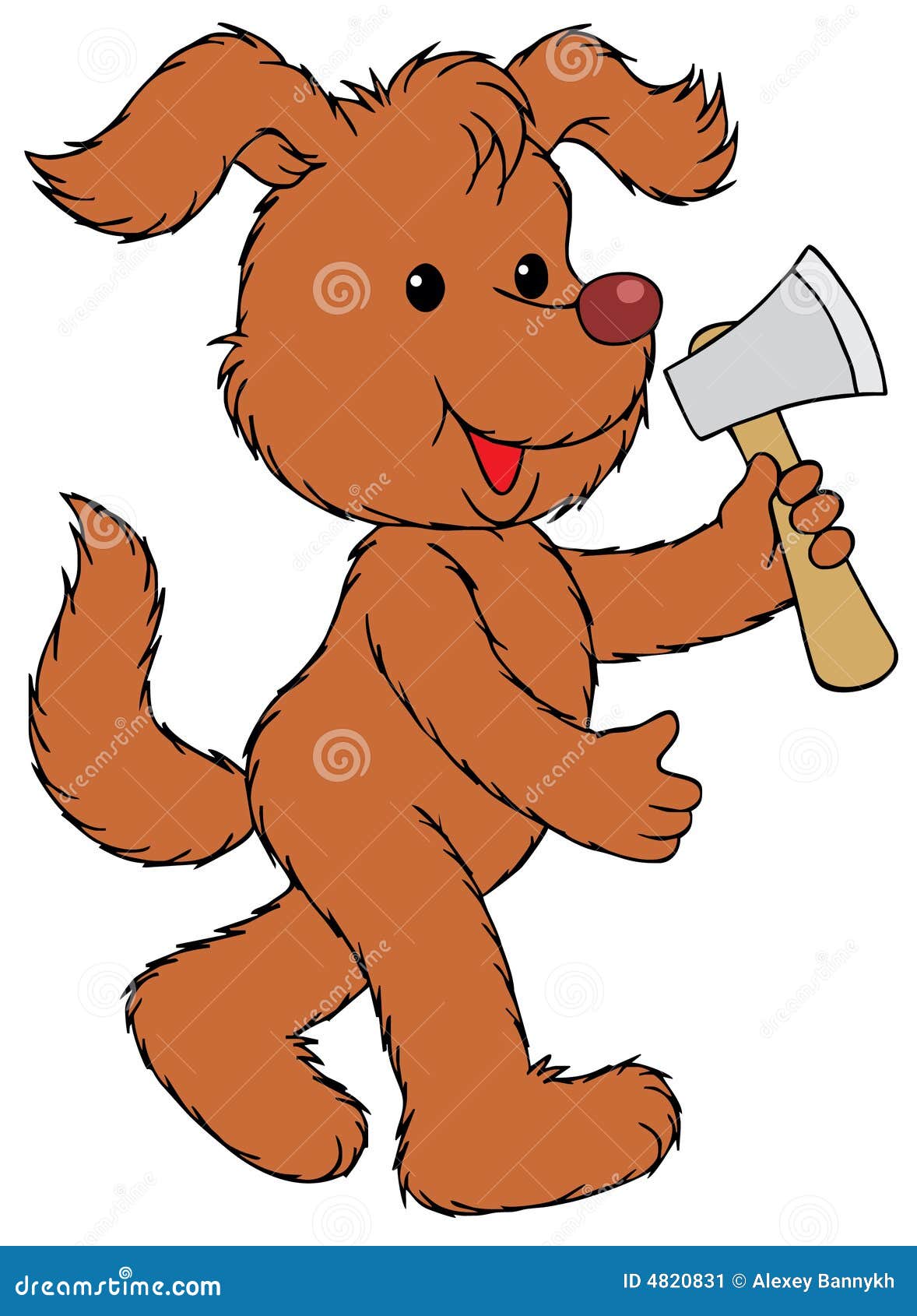 Rural Dog with an axe stock vector. Illustration of clipart - 4820831