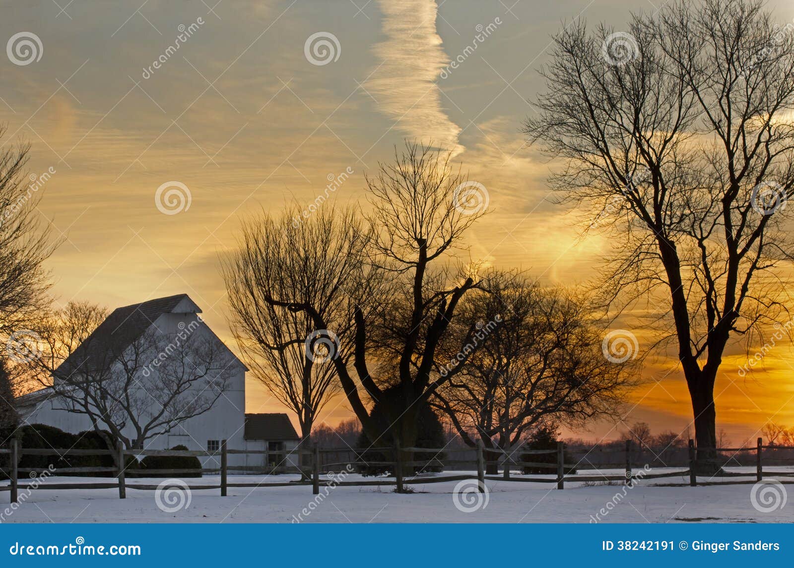 Rural Farm Buildings with Colorful Sunset Stock Image - Image of sunset ...