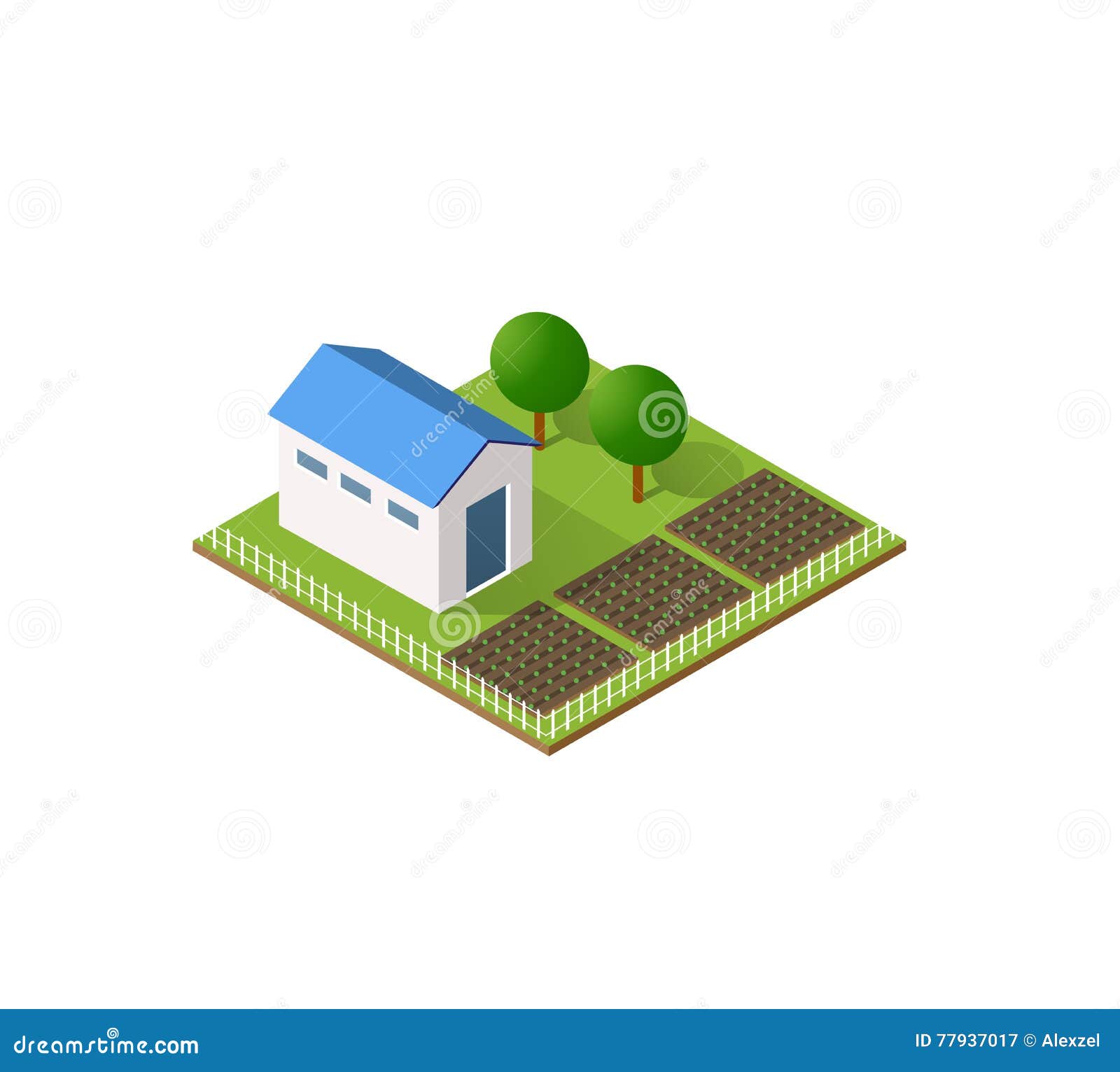 Rural farm in isometric stock vector. Illustration of design - 77937017