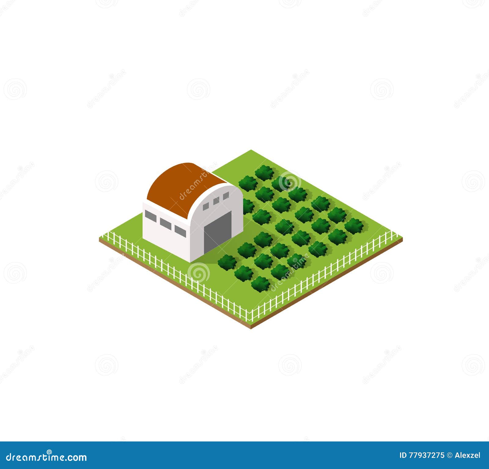 Rural farm in isometric stock vector. Illustration of farming - 77937275