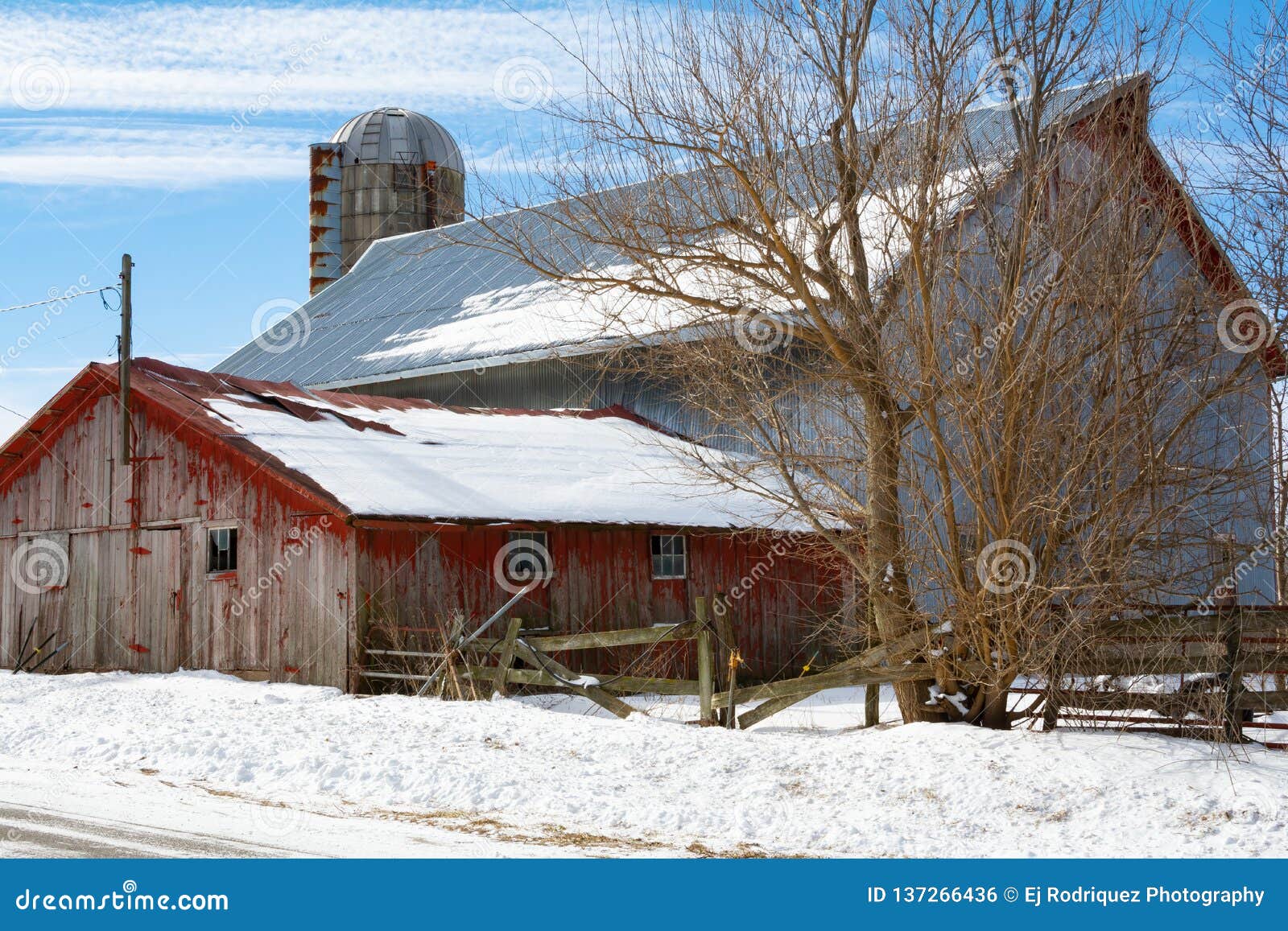 Rural farm after the snow stock photo. Image of forest - 137266436