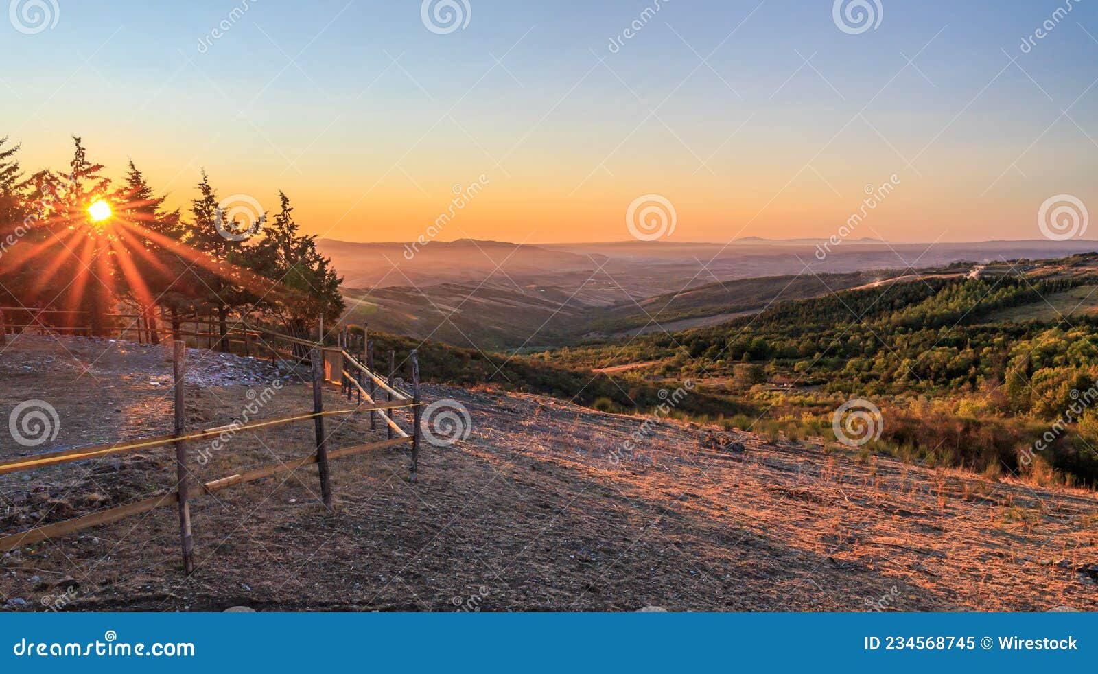 Rural Farmland on the Sunset Sky Background Stock Image - Image of ...