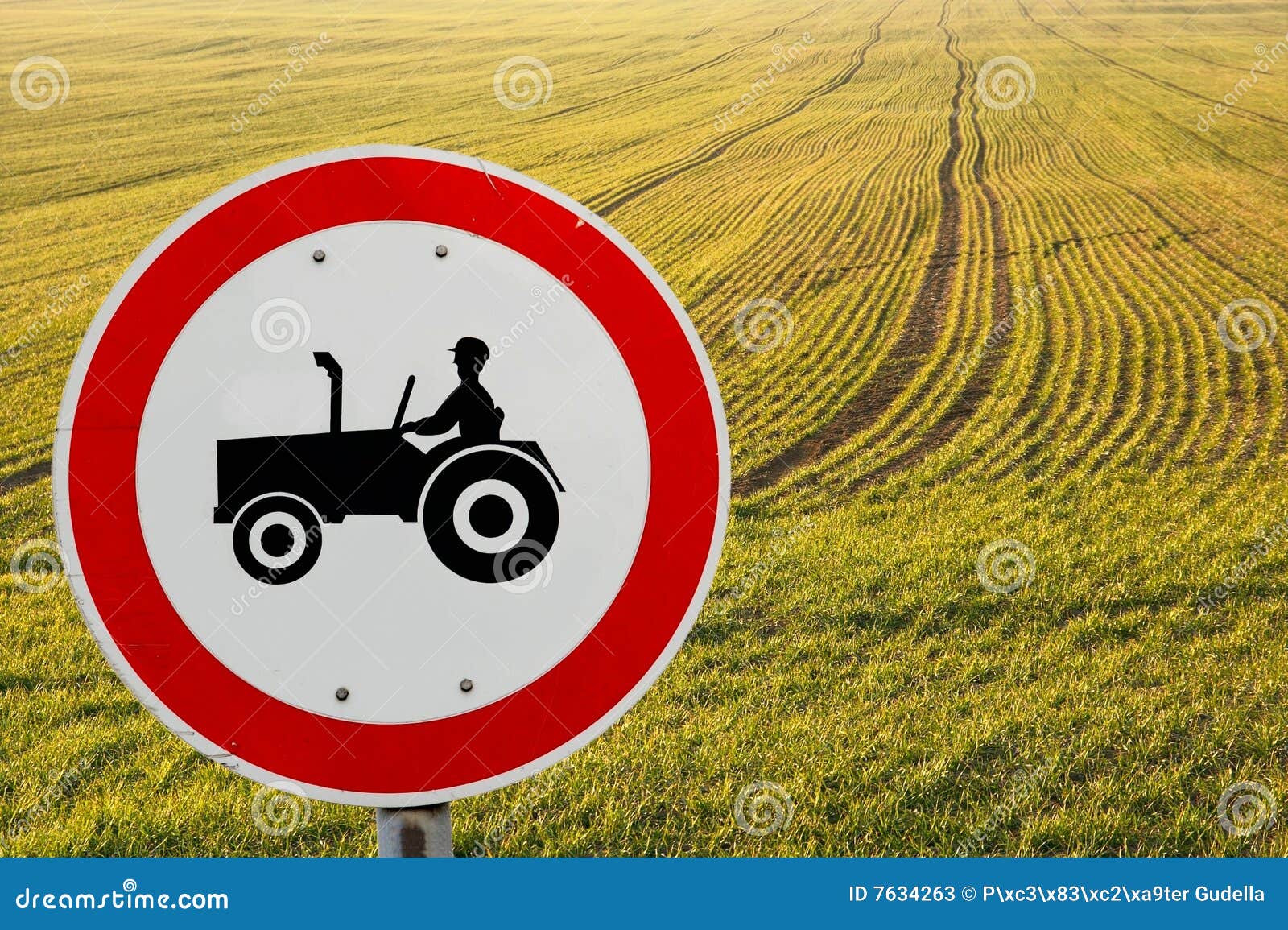Rural Field and Traffic Sign Stock Image - Image of equipment, detail ...
