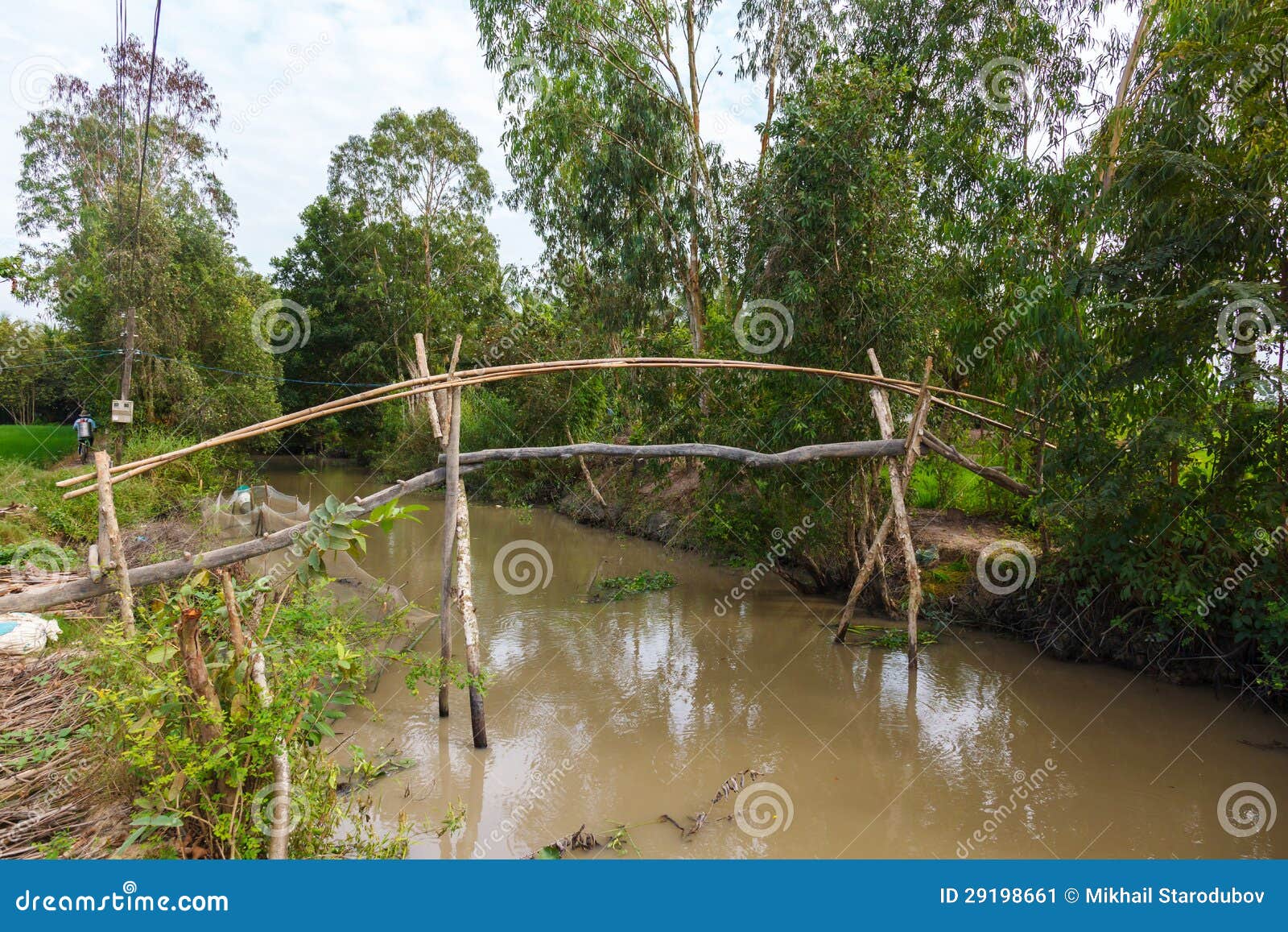 Rural Footbridge of Sticks and Tree Branches Stock Image - Image of ...