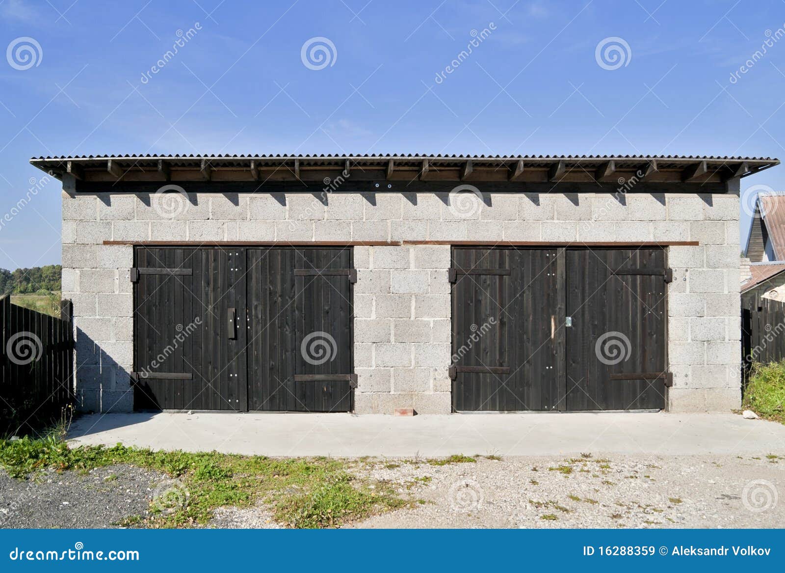 Rural garage from blocks stock image. Image of building - 16288359