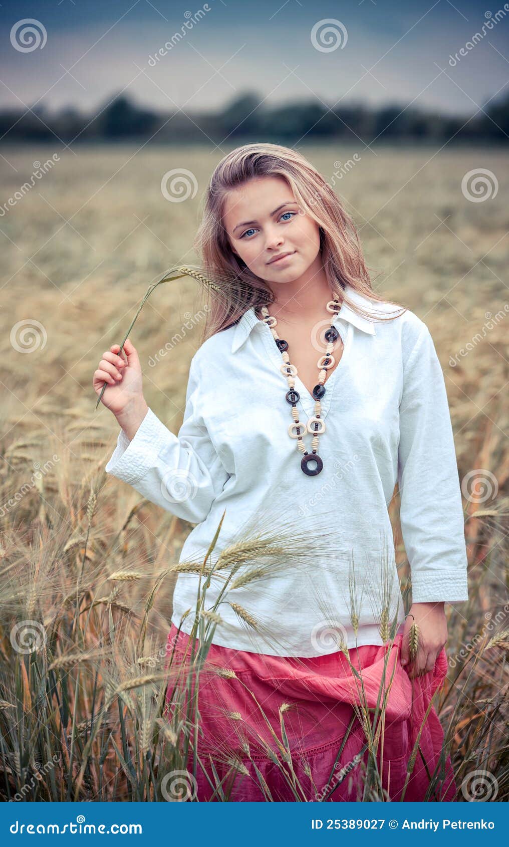 Rural girl in field stock image. Image of wheat, european - 25389027