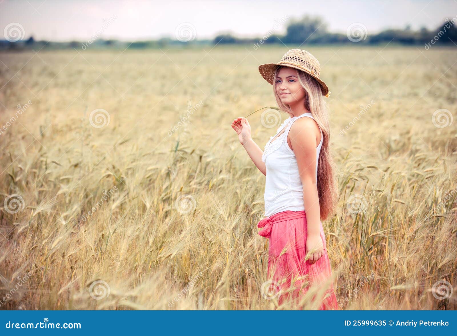 Rural girl in field stock image. Image of girl, brightly - 25999635