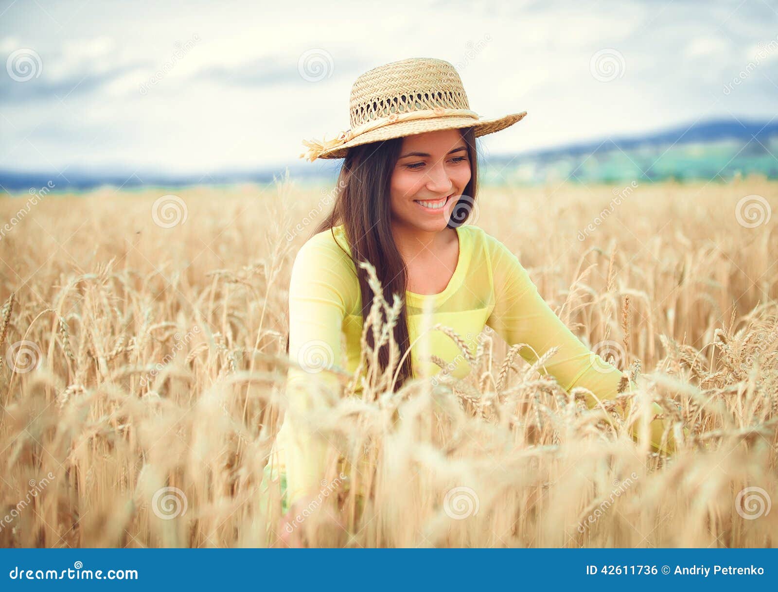 Rural girl in field stock photo. Image of people, face - 42611736